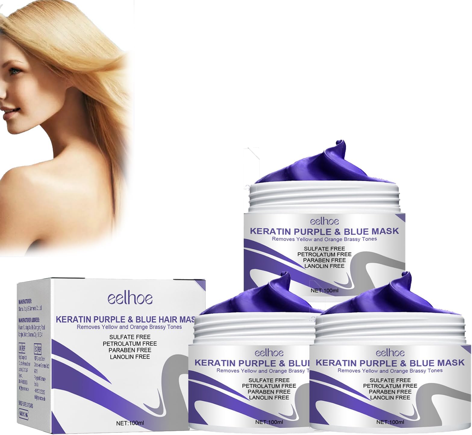 Amazon.com: Keratin Purple & Blue Hair Mask,Vitamins Keratin Purple ...