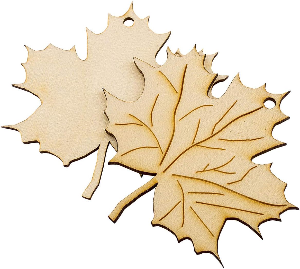 Amazon.com: Autumn Leaves Painted Miniature Wood Cutout Shapes - 45 ...