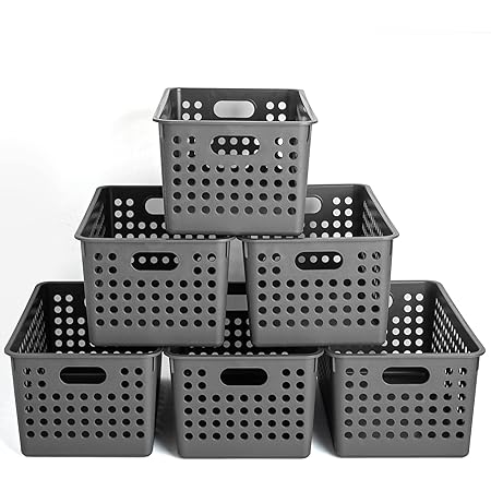 Amazon.com: Fiazony Woven Plastic Storage Baskets, 10.03" x 7.55" x 4. ...