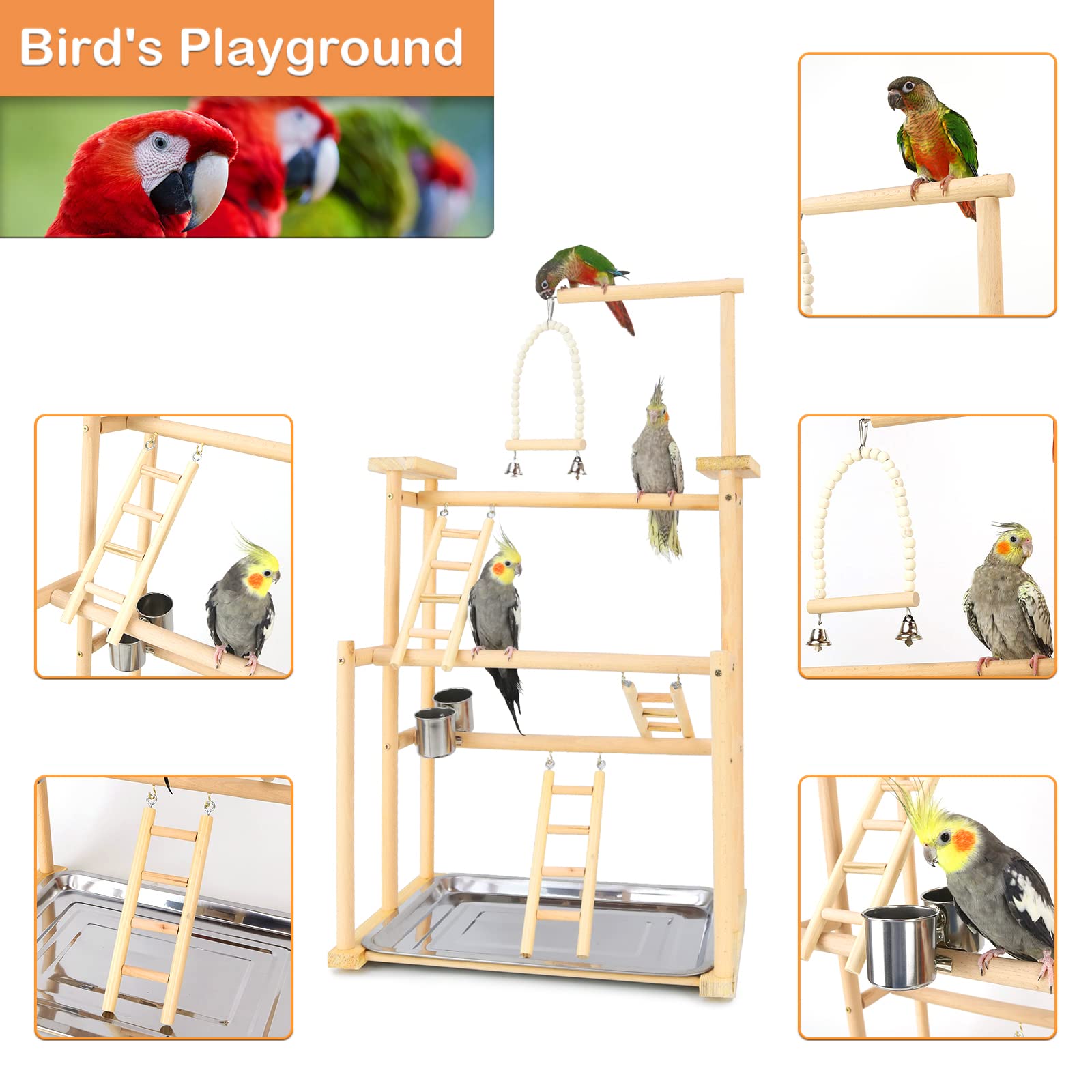 Snapklik.com : Large Bird Playground Parrot Perch Bird Stands 3 Layers ...