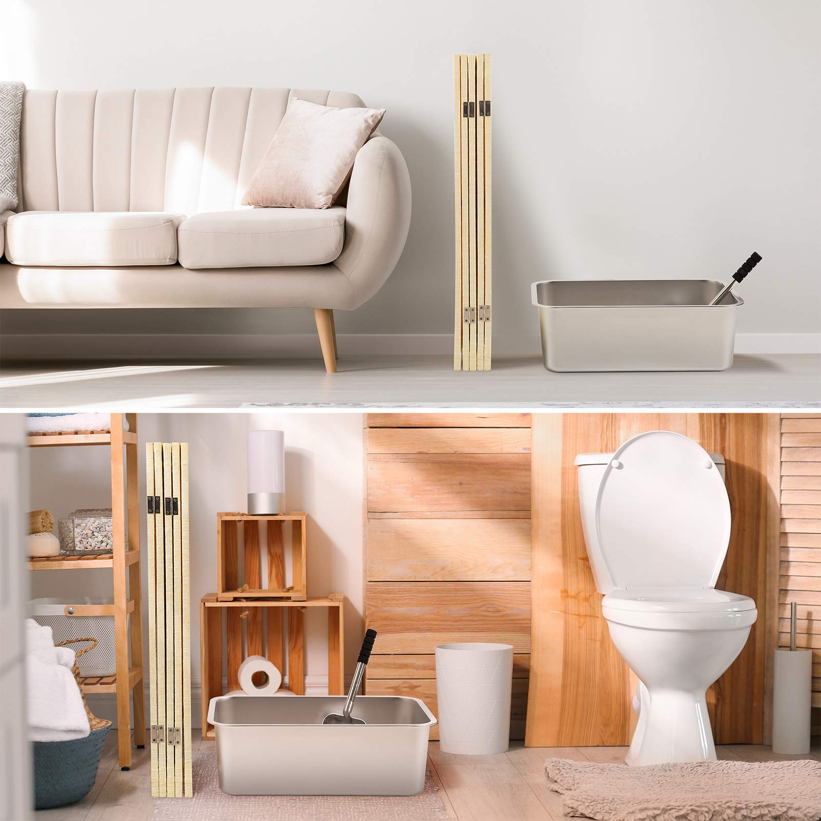 Yangbaga Cat Litter Box Privacy Screen, 3.1' High 5' Wide Foldable and ...