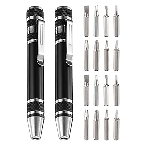 2 Pieces 8 in 1 Mini Pocket Pencil Screwdriver Set, Multifunctional ...