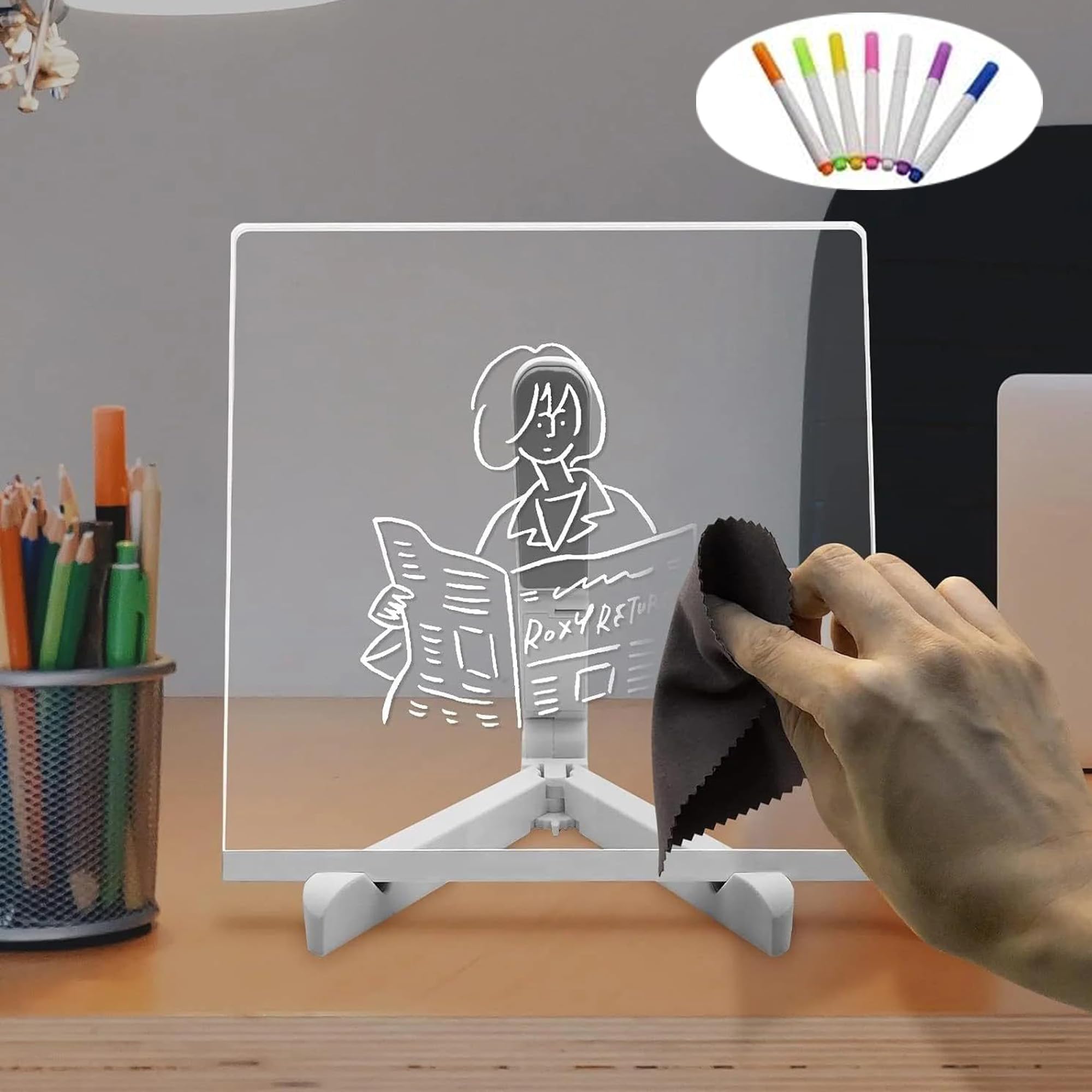 Amazon.com : VOCOOL Acrylic Dry Erase Board with Light Up Stand, 6× ...