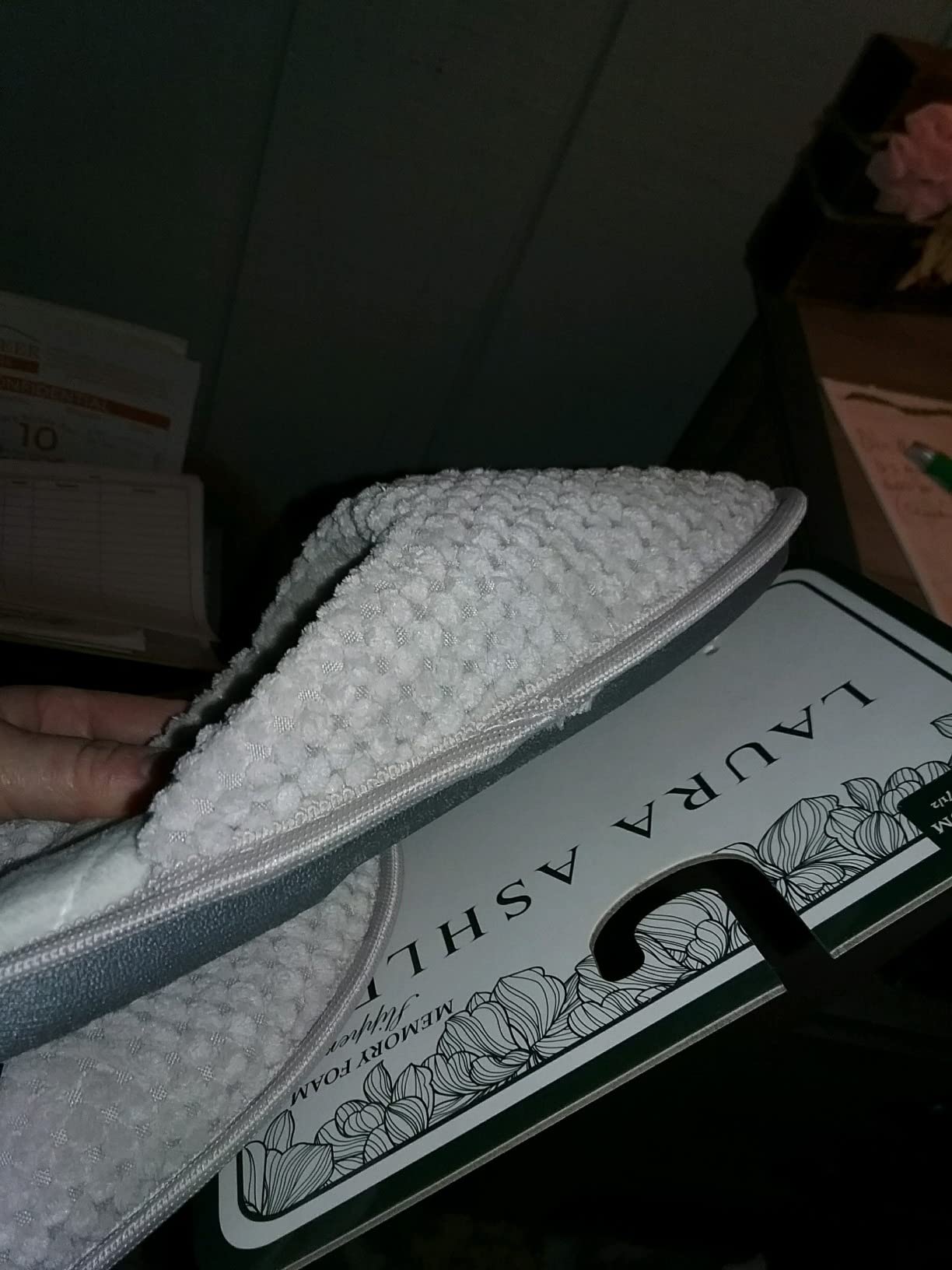 Amazon.com | Laura Ashley Womens Plush Memory Foam Scuff Slippers ...