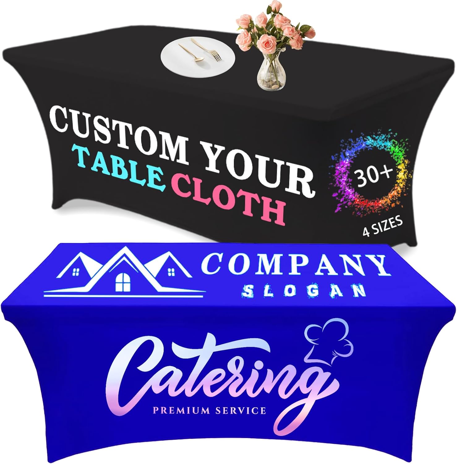Amazon.com: Custom Table Cloth Cover with Business Logo Text Stretch ...