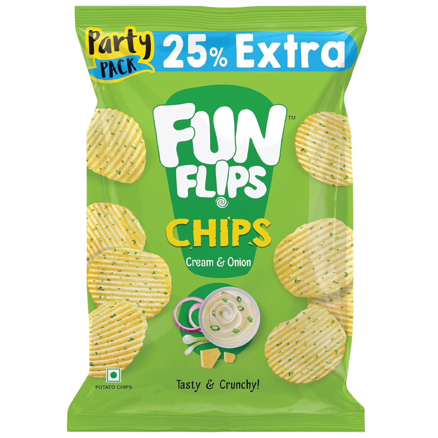 Fun Flips Potato Chips Cream & Onion Tasty & Crunchy Snacks 55g ...