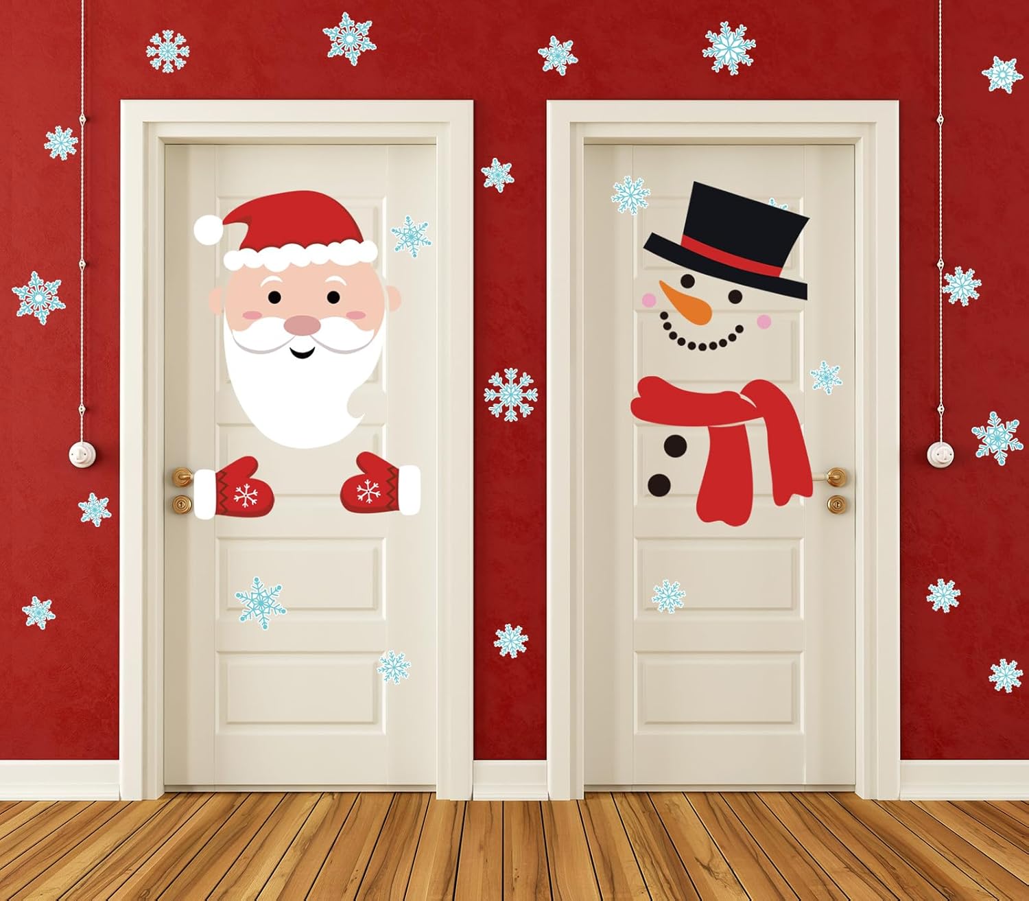 Amazon.com: AnyDesign 8 Sheets Christmas Door Stickers Decor Santa ...