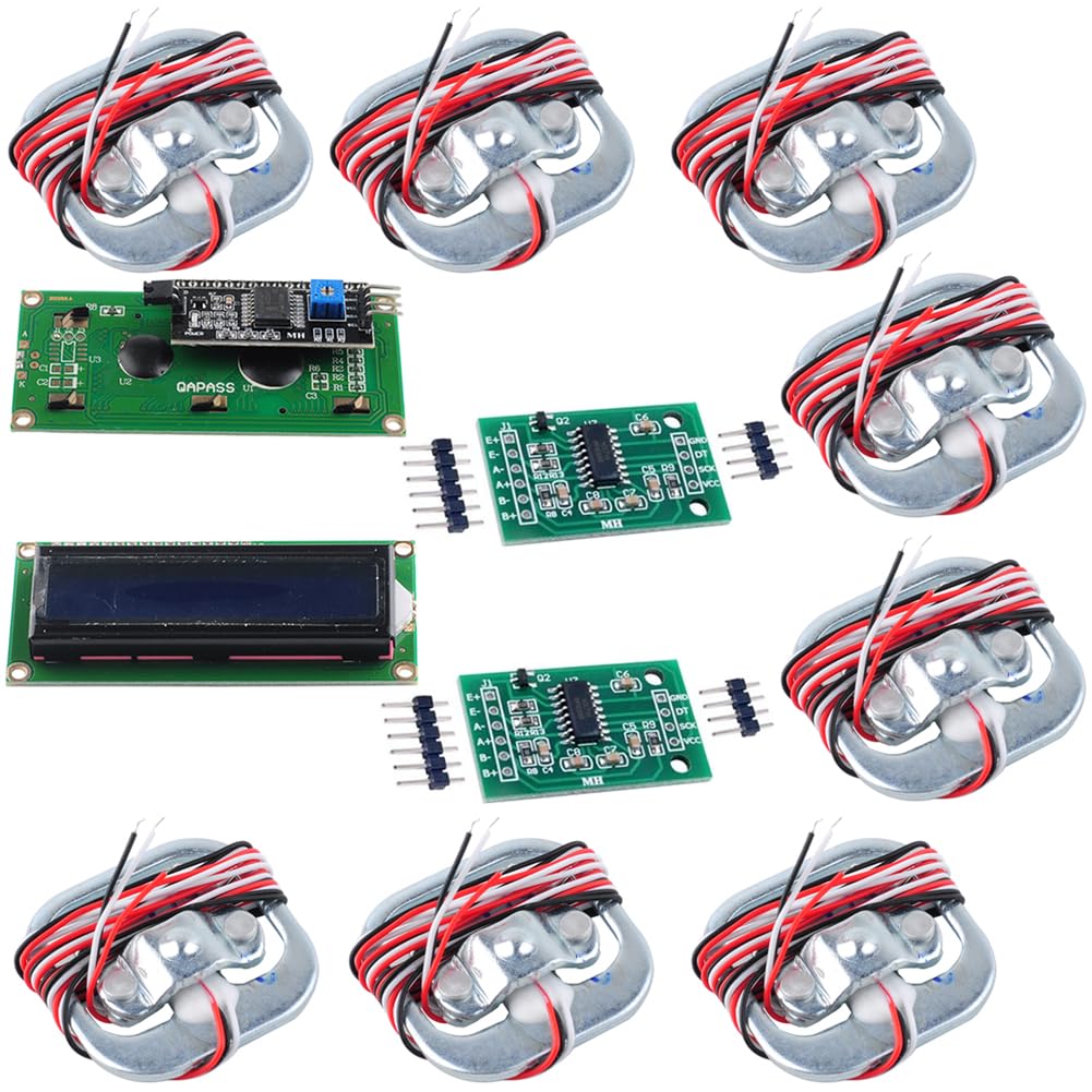 DIYmalls 2pcs HX711 Amplifier with 8pcs Load Cell 50kg +2pcs 1602 LCD ...