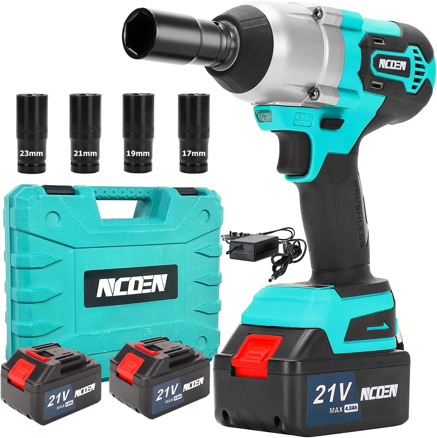 SILVEL Cordless Impact Wrench, 370 Ft-lbs (500N.m) Impact Gun 1/2 inch ...