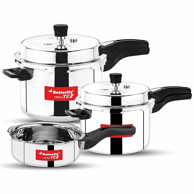 Buy Butterfly Tez Triply 2, 3 & 5 Litres Pressure Cookers | Outer Lid ...