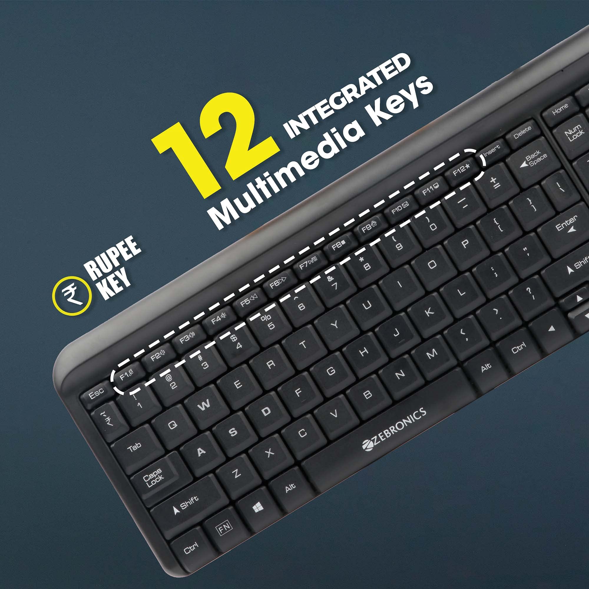 Buy ZEBRONICS Zeb-Glide USB Wired Multimedia Keyboard for PC/Laptop ...