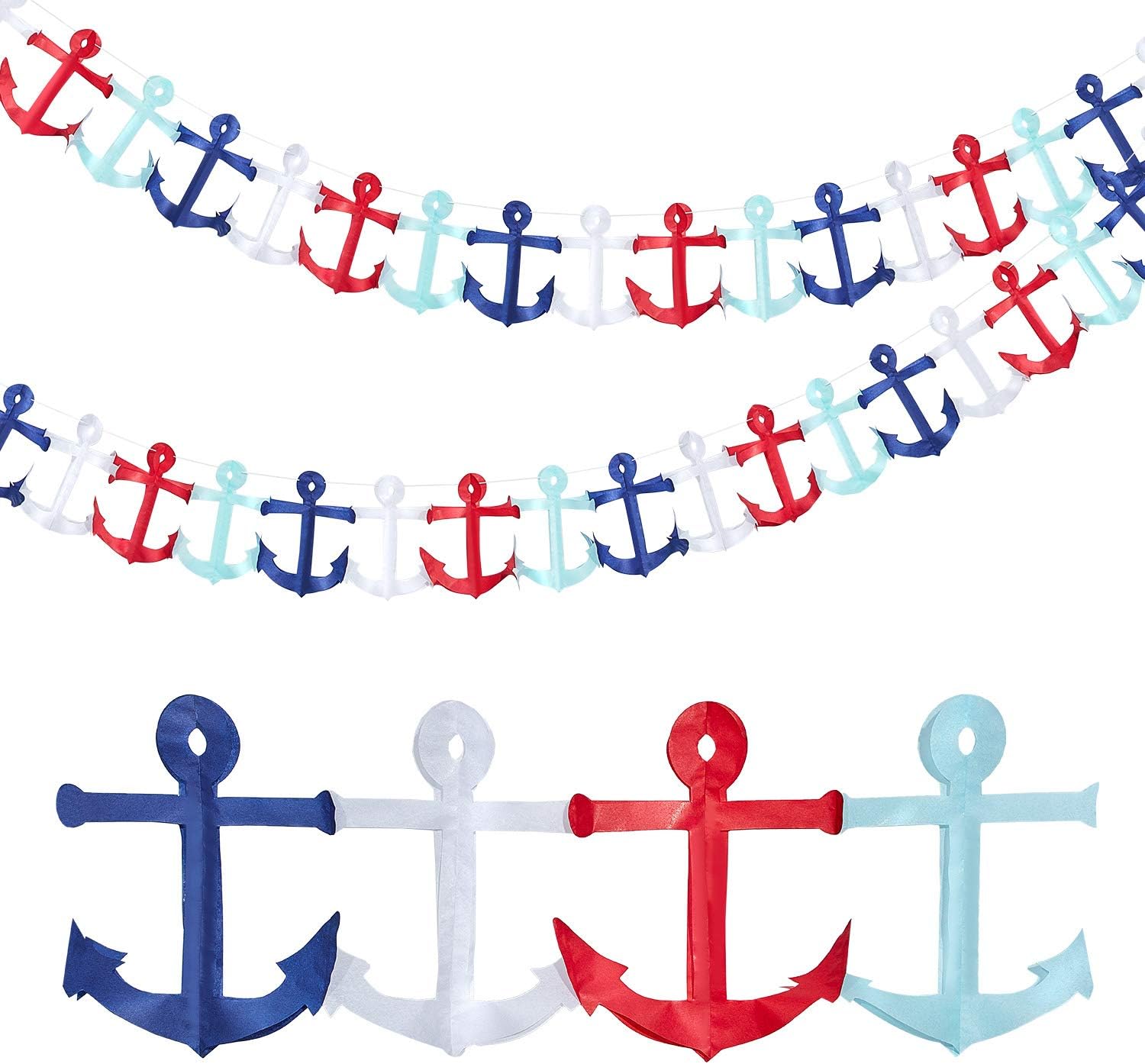 Amazon.com: 32Ft Red Blue White Nautical Pennant Banner Fabric Triangle ...