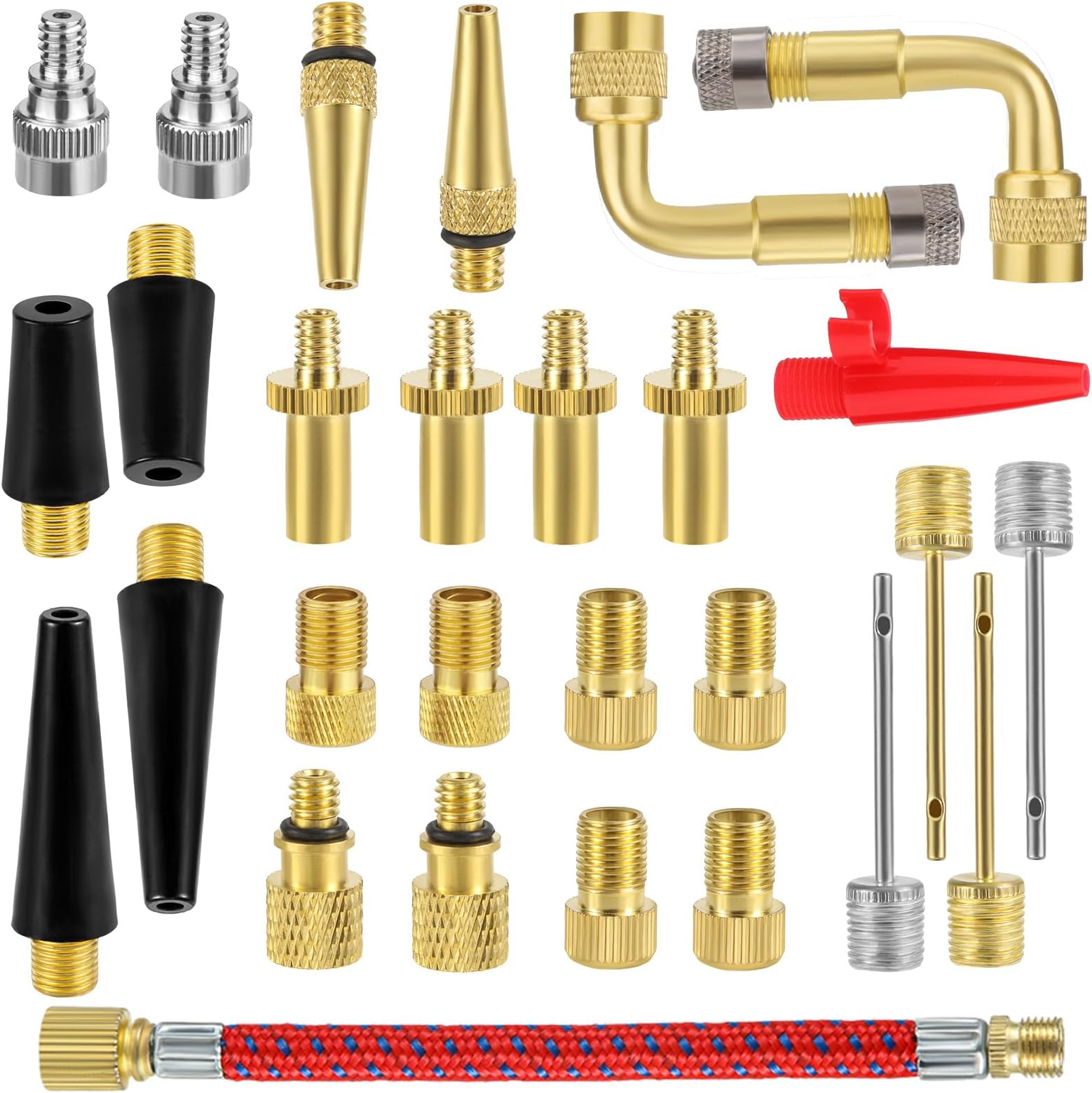 Amazon.com: 42PCS Bicycle Valve Adapter Pack, Brass Bike Tire Valve ...