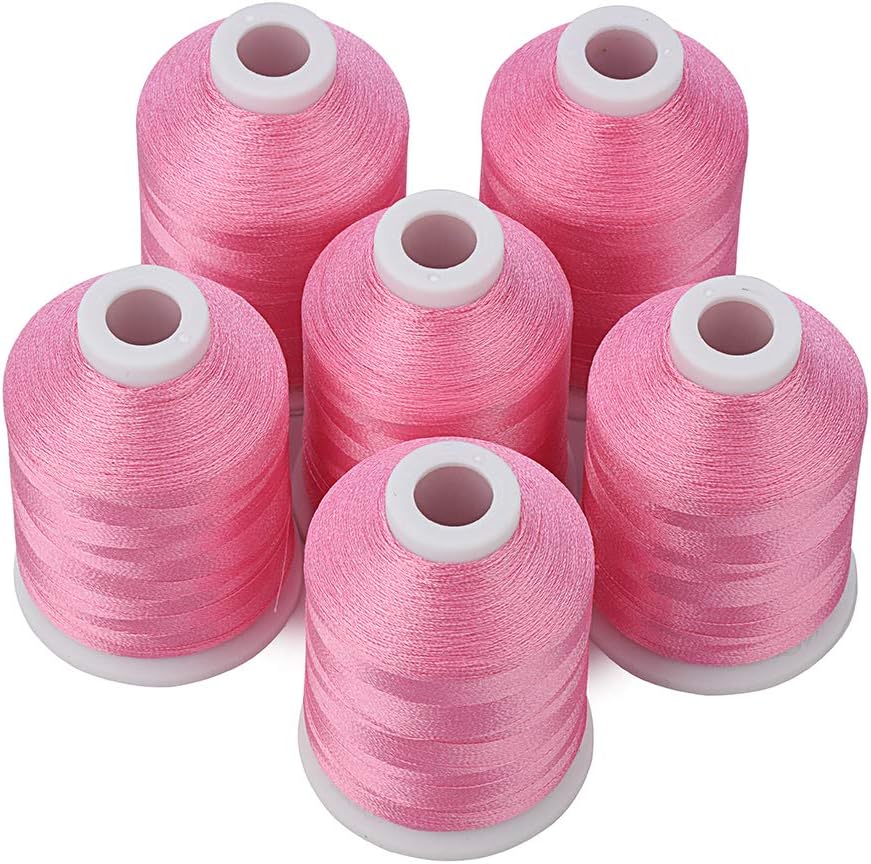 Amazon.com: Simthread 6 Pink Polyester Machine Embroidery Threads 1000M ...