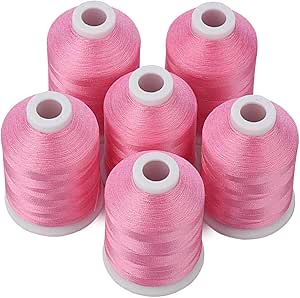 Amazon.com: Simthread 6 Pink Polyester Machine Embroidery Threads 1000M ...
