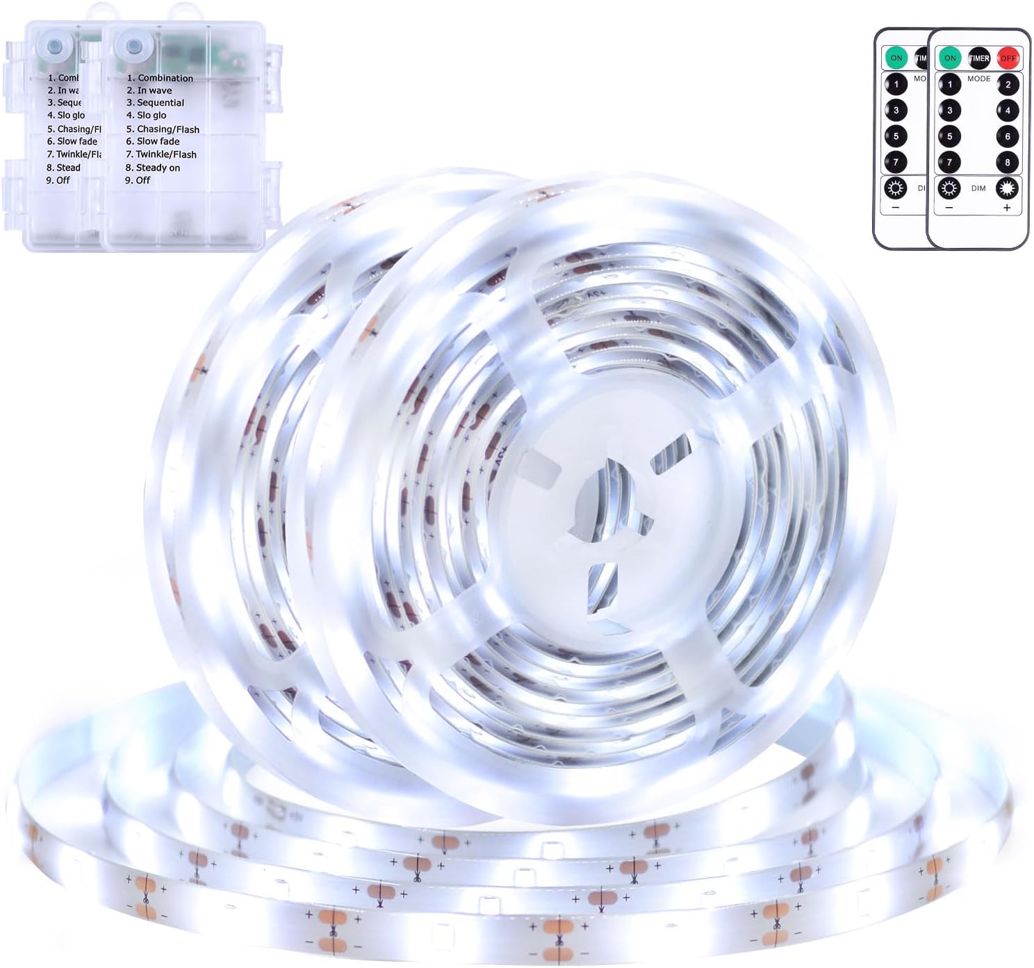 Amazon.com: 4-FQ RGB Led Strip Lights Battery Powered 2PCS 6.56ft Led ...