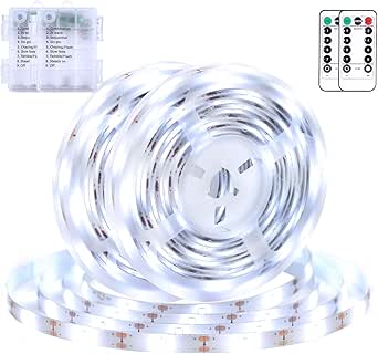 Amazon.com: echosari 2 PCS Strip Lights Battery Operated, 9.8Ft 90 LED ...