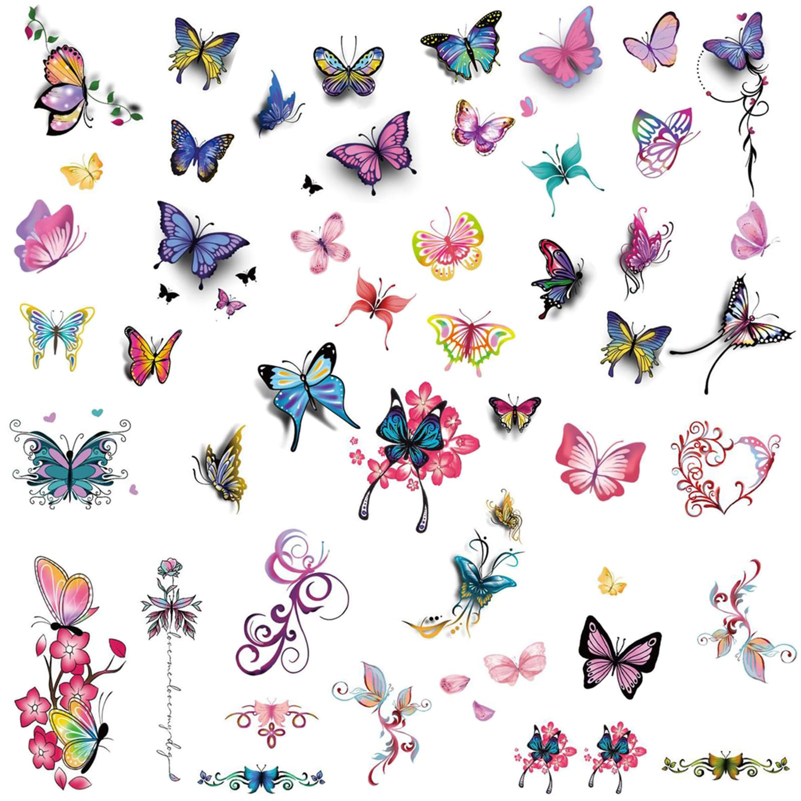 Temporary Butterfly Tattoos 30 Sheets Butterfly Fake Tattoos Butterfly ...