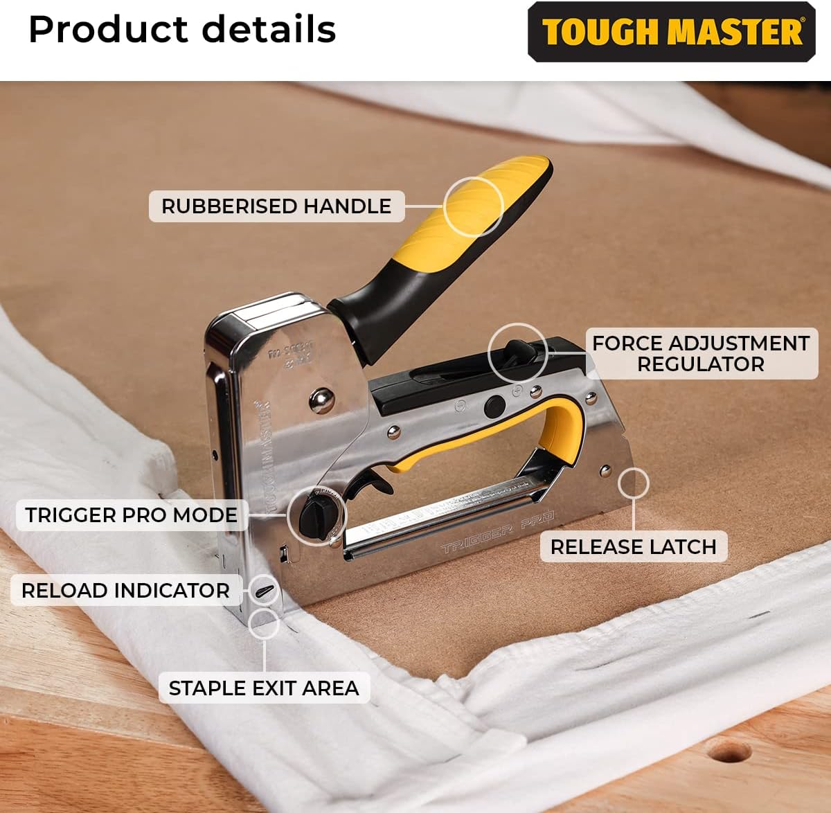 TOUGH MASTER 3 in 1 Staple Gun with Trigger Pro Mode Heavy Duty Chrome ...