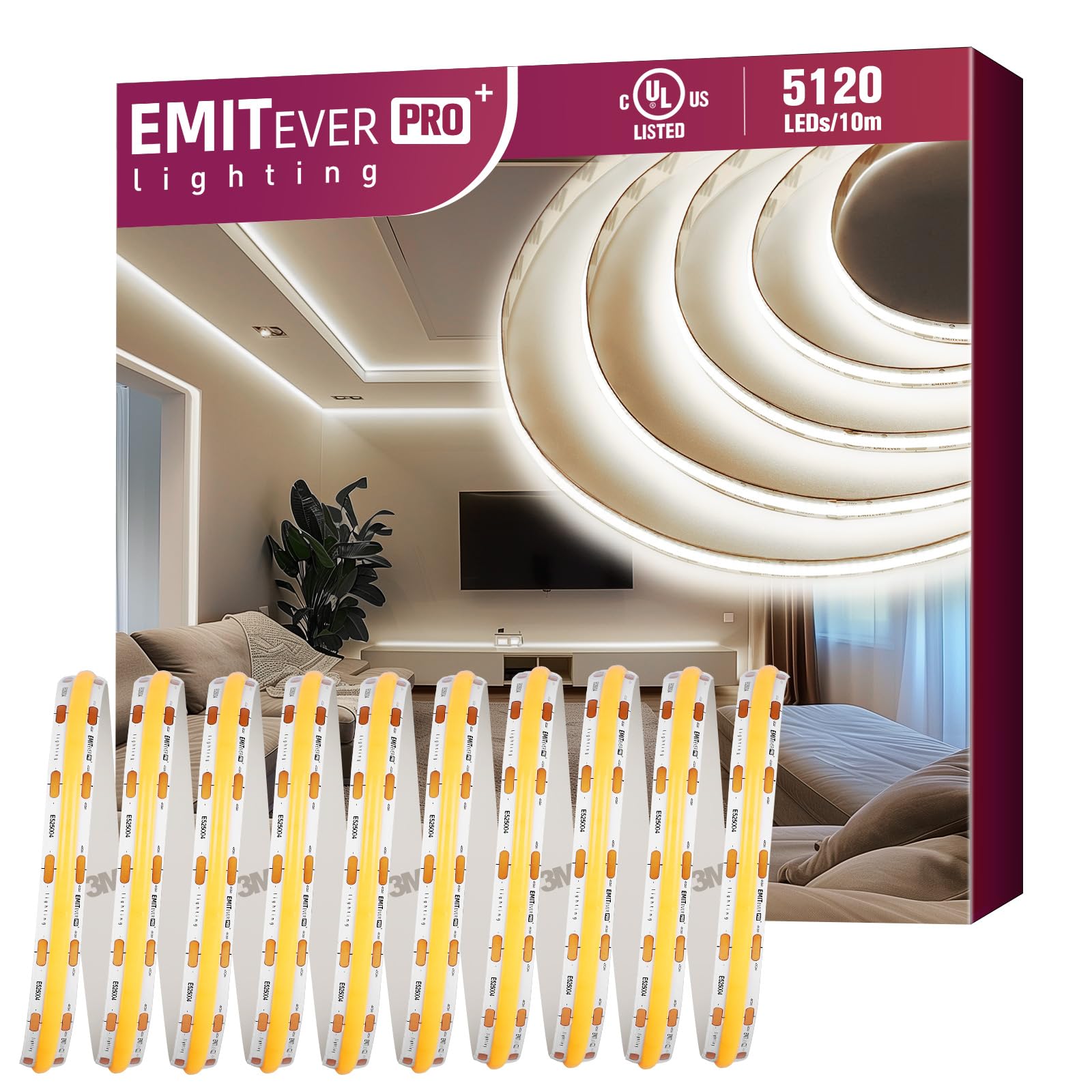 Amazon.com: EMITEVER COB LED Strip Lights White, 4000K Tape Light ...