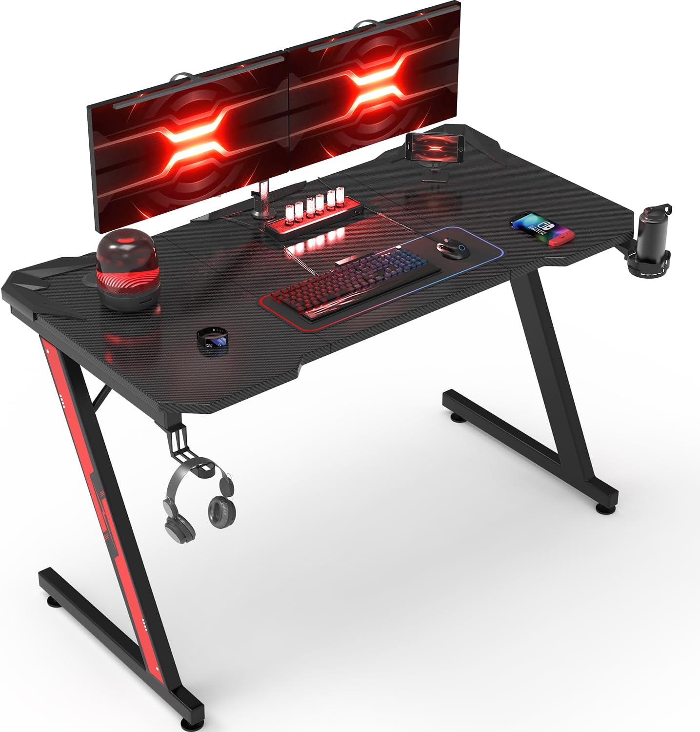 Homall Gaming Desk 140 x 60 cm PC Computer Desk Z Shaped Computer Table ...