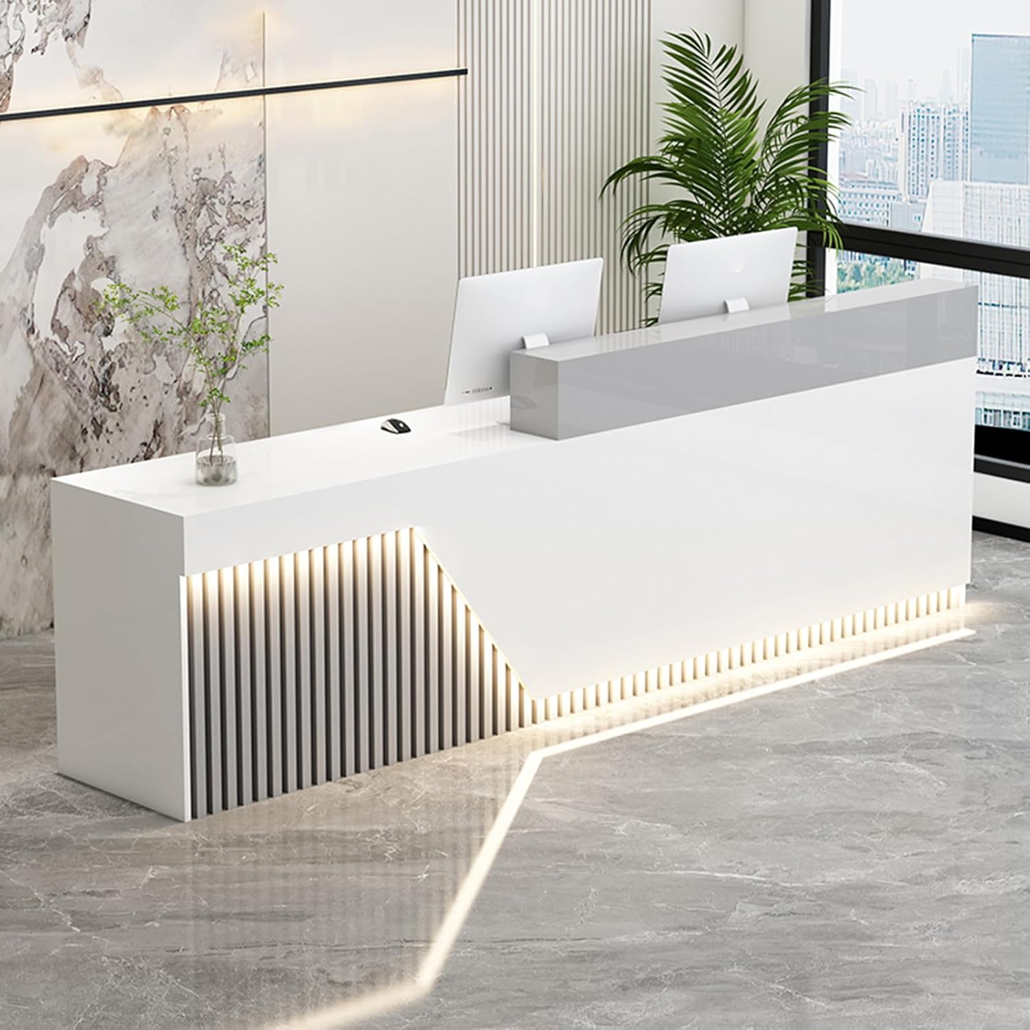Amazon.com: Solid Wood Front Desk Reception Counter, Reception Desk ...