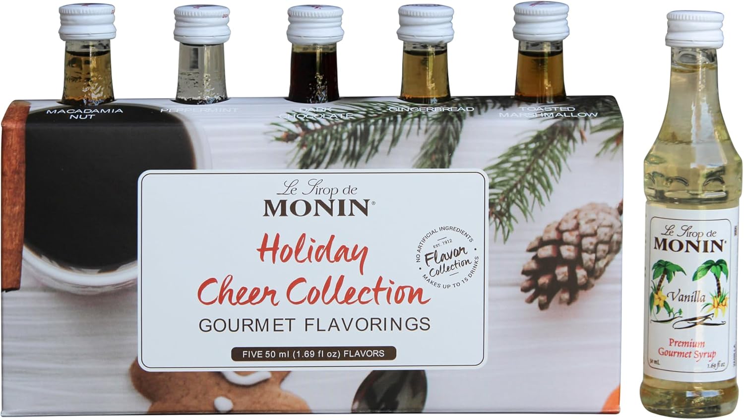 Monin Holiday Collection Syrup Bundle - 5 Pack Syrup (Madadamia Nut ...