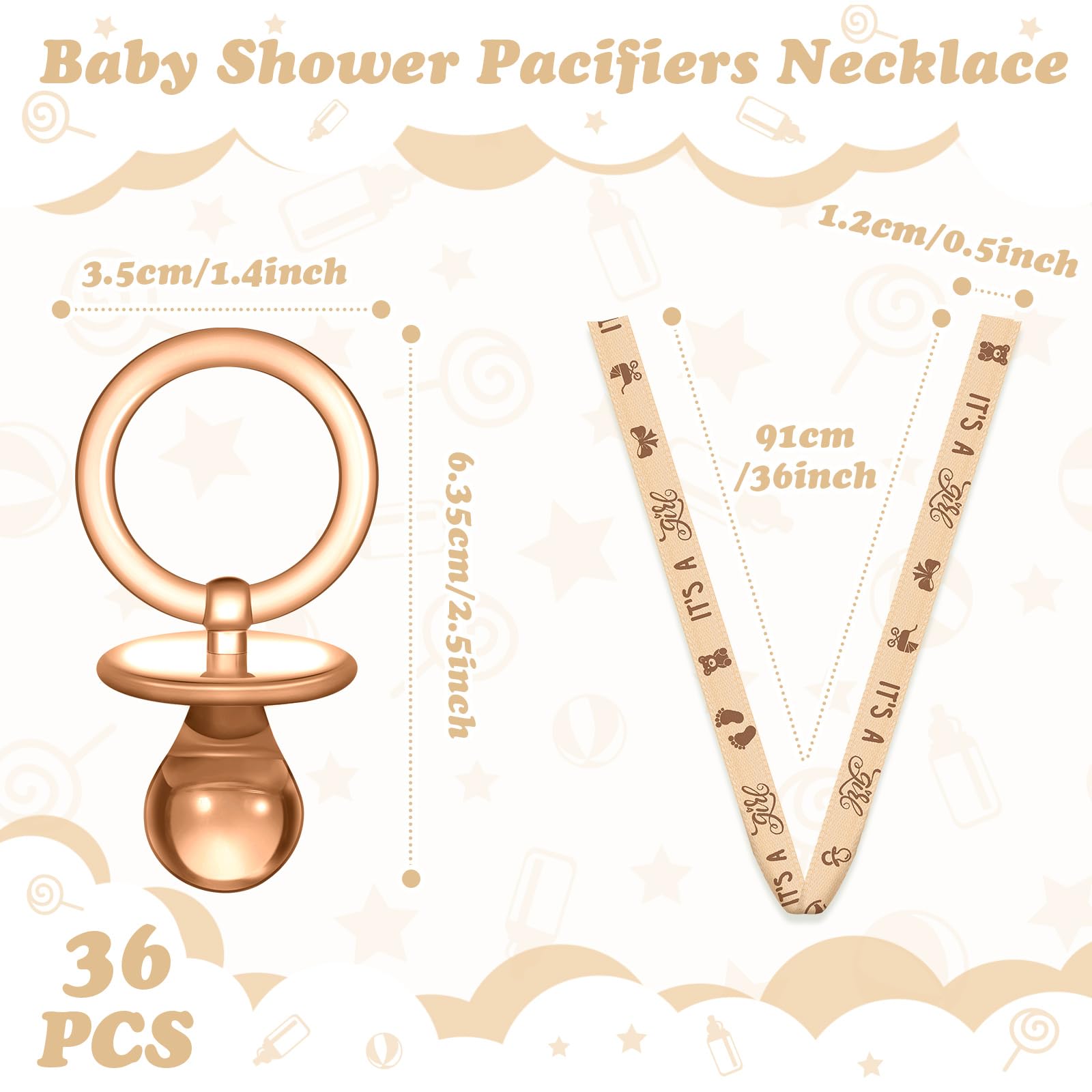 Snapklik.com : Geiserailie 36 Pcs Baby Shower Pacifiers Necklace ...