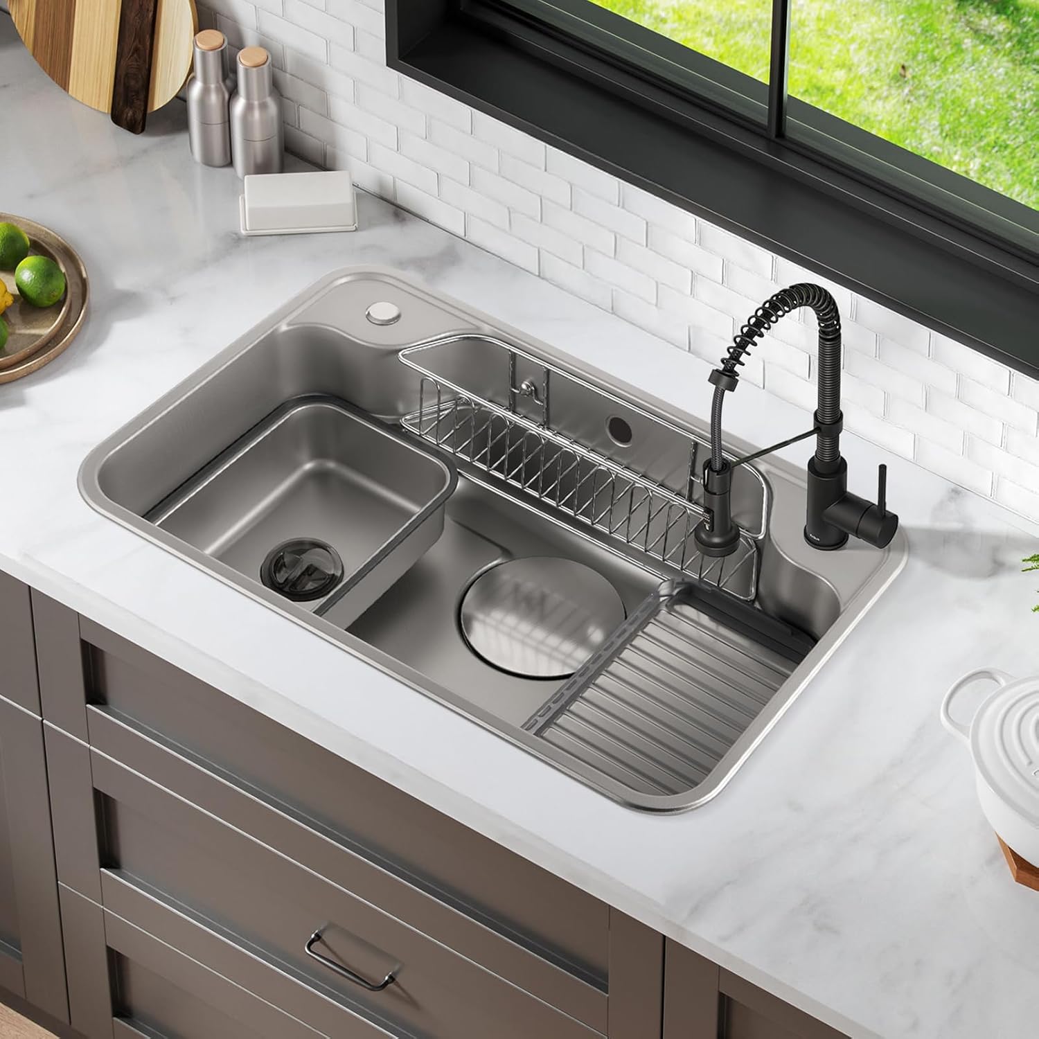 Warmiehomy Kitchen Sink 304 Stainless Steel Sink 70 x 48 x 23 cm Nano ...