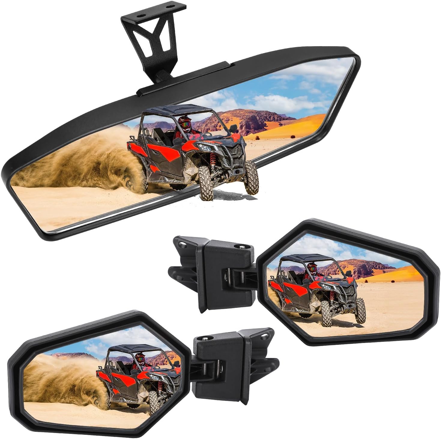Amazon.com: KEMIMOTO UTV Side Mirrors & Center Mirror Compatible with ...