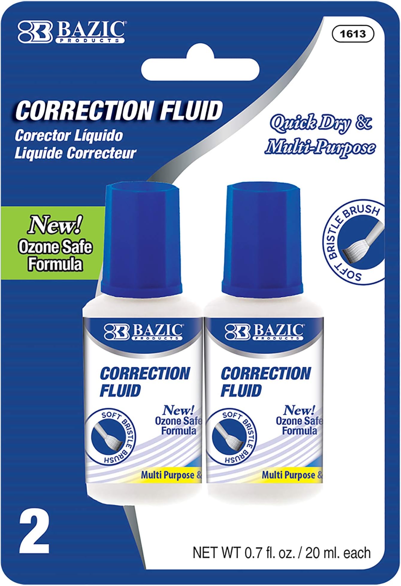 Amazon.com : BAZIC Correction Fluid (0.7 oz / 20 ml), Soft Bristle ...