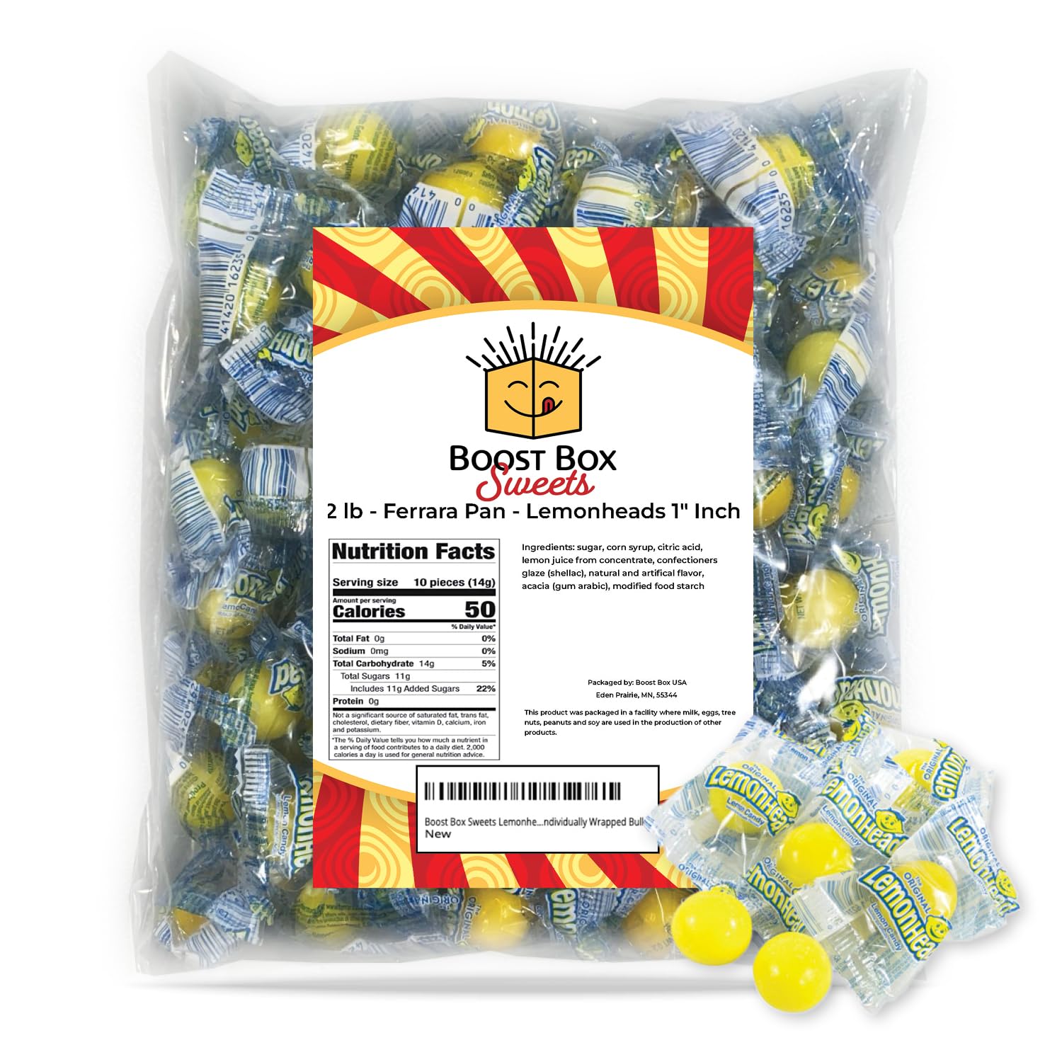 Amazon.com : Ferrara Pan Lemonheads Yellow Lemon Flavored Hard Candy ...