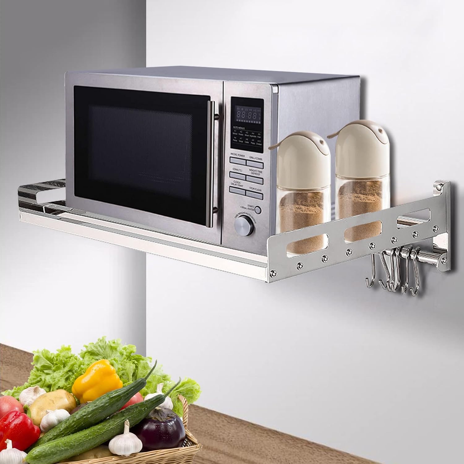 Amazon.com - Microwave Shelf, Stainless Steel Wall-Mounted Kitchen ...