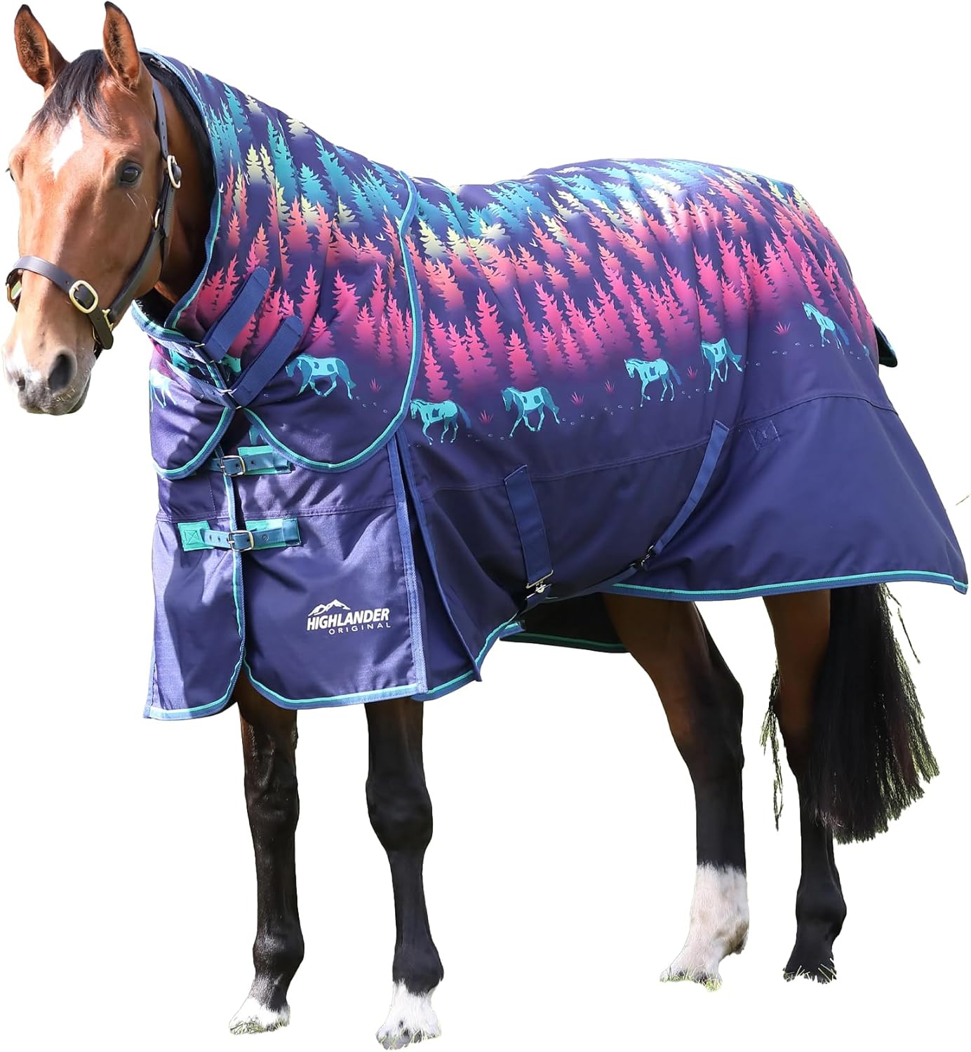 Shires Highlander Original 100g Turnout Combo Rug - Navy Forest 6'6 ...