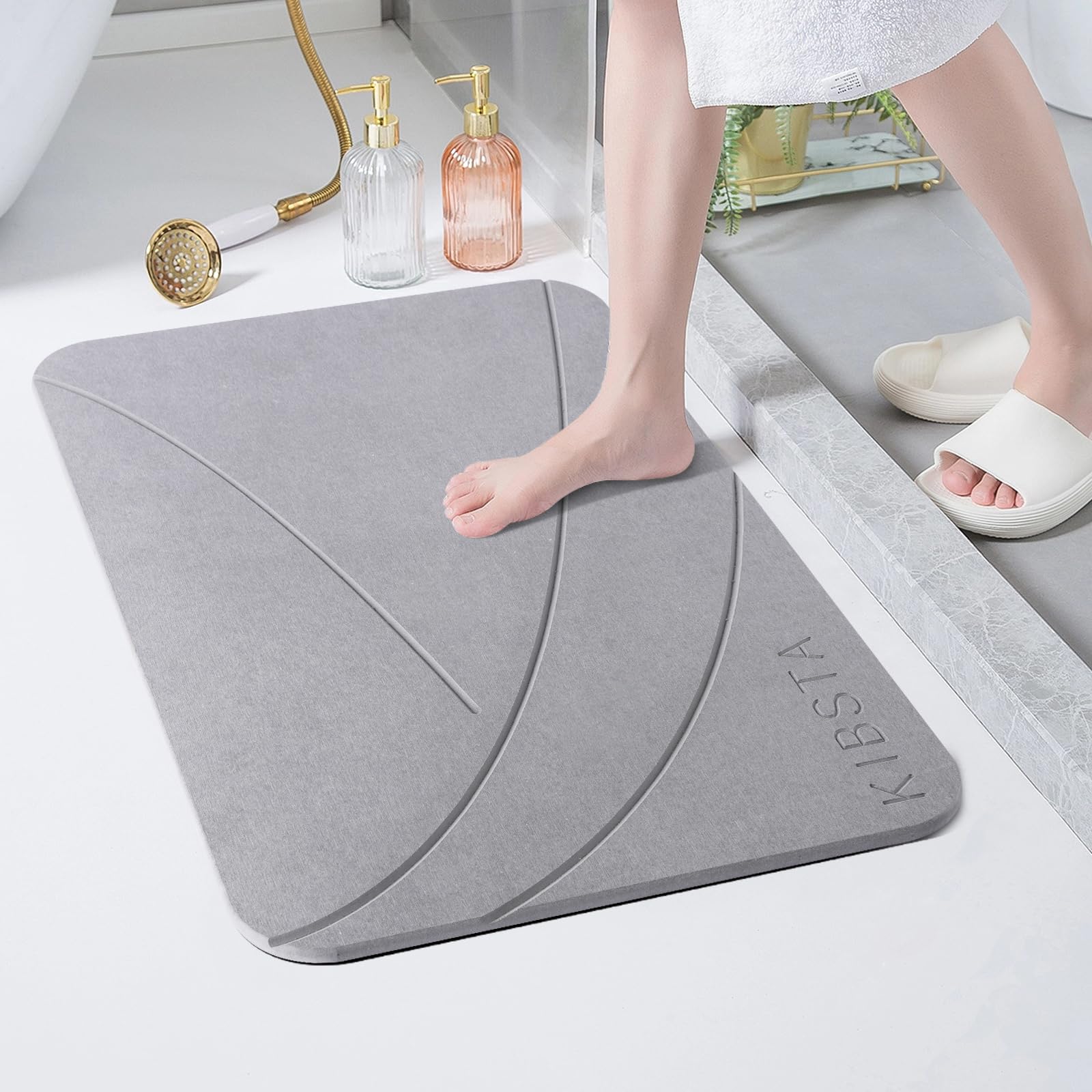 Stone Bath Mat Natural Diatomaceous Earth Bath Mat, Non-Slip Stone ...