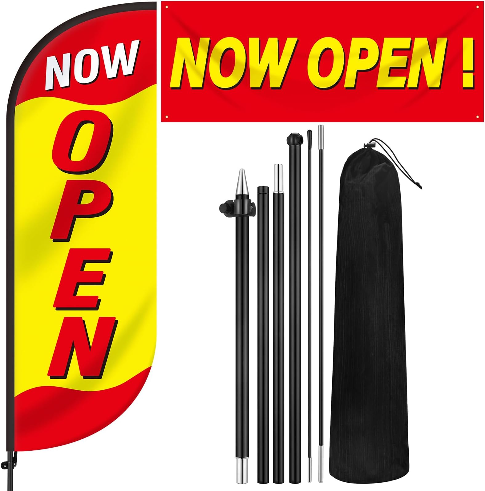 Amazon.com : Buryeah 2 Sets Now Open Flag Banner for Business ...