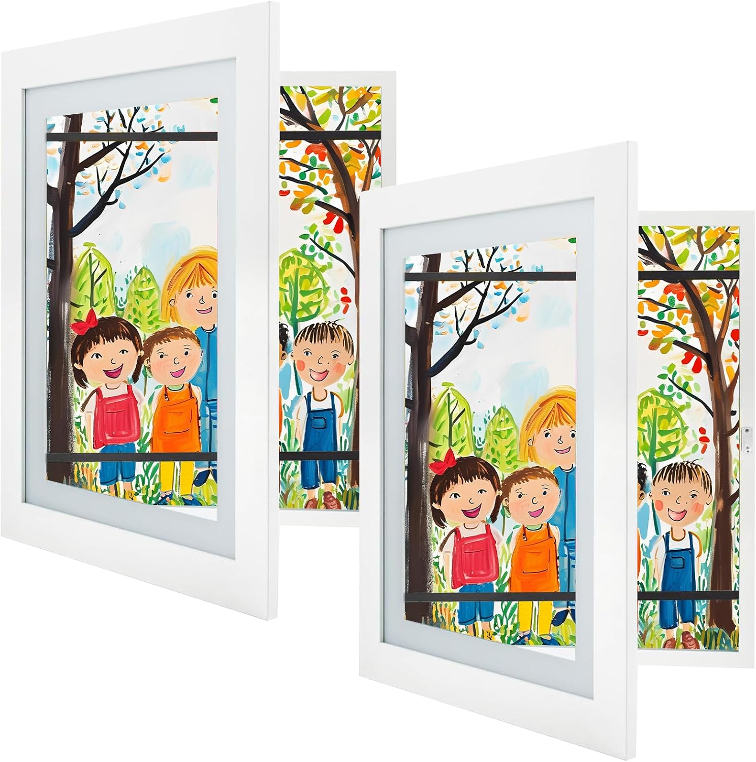 2 Pack Artwork Picture Frame with Elastic Cord, Convenient Magnetic ...