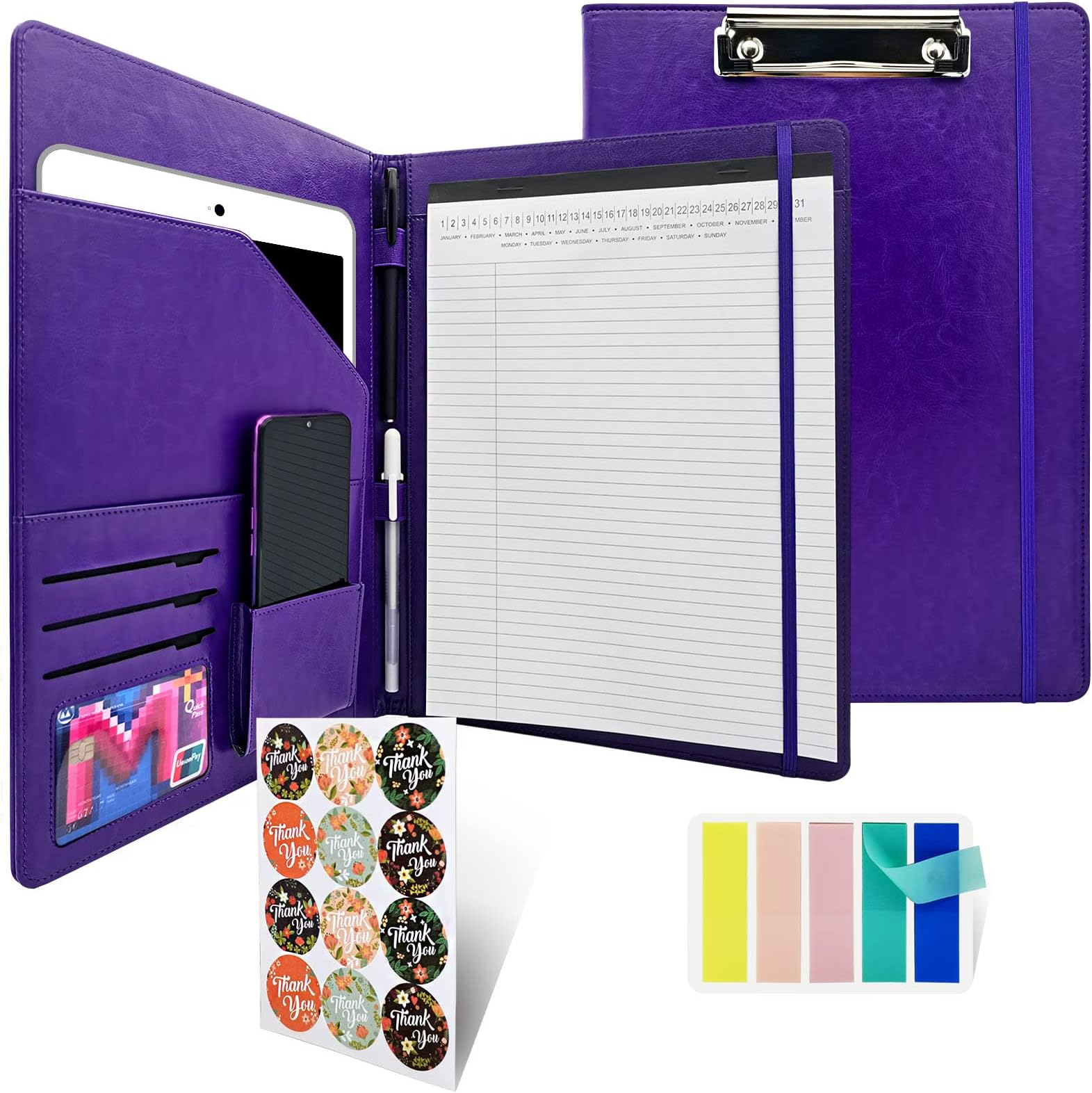 Amazon.com : Foldable Padfolio Clipboard with Storage Folio Refillable Lined Writing Notepad ...