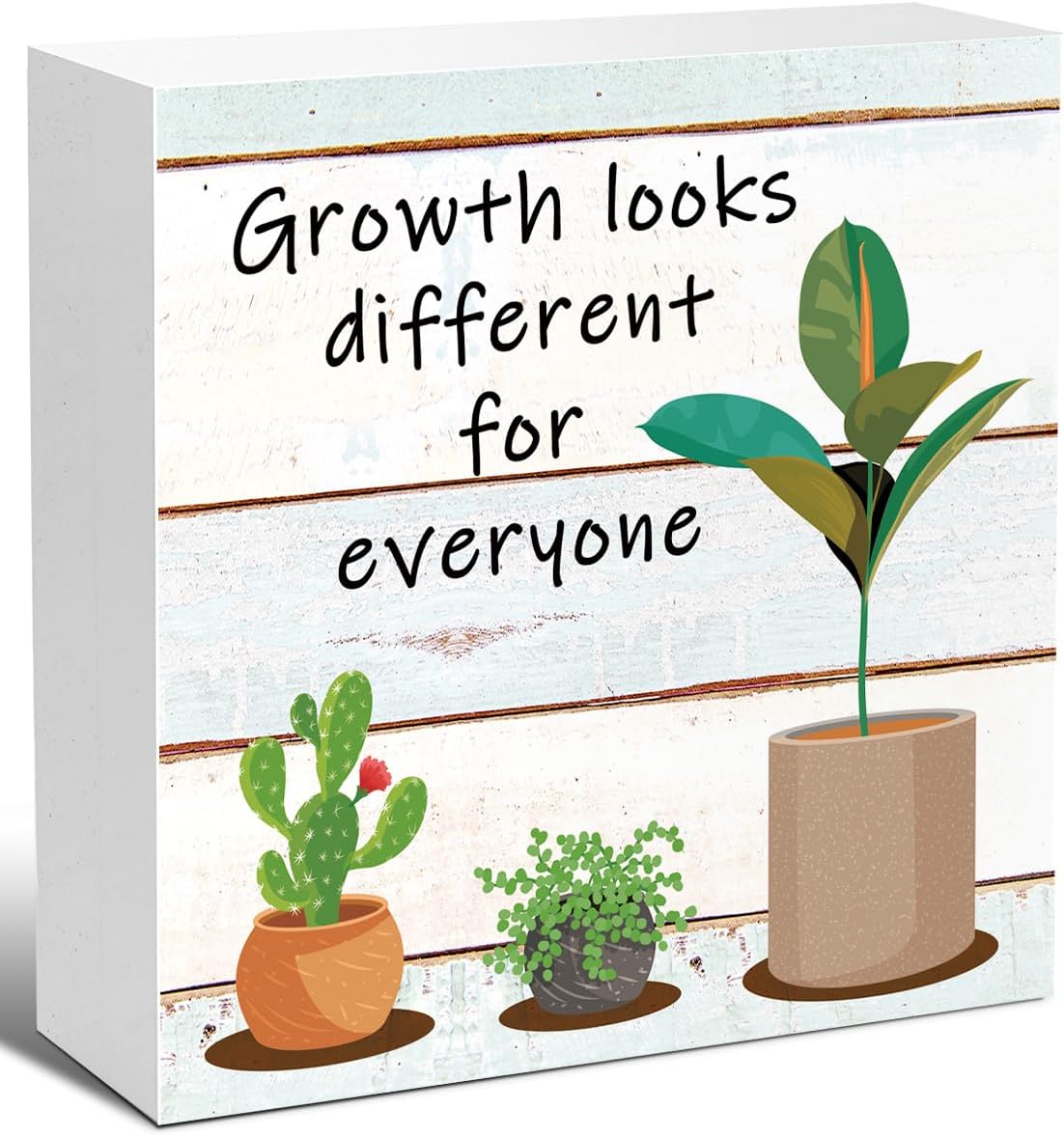 Amazon.com: LVQHI Inspirational Wood Block Sign,Growth Looks Different ...