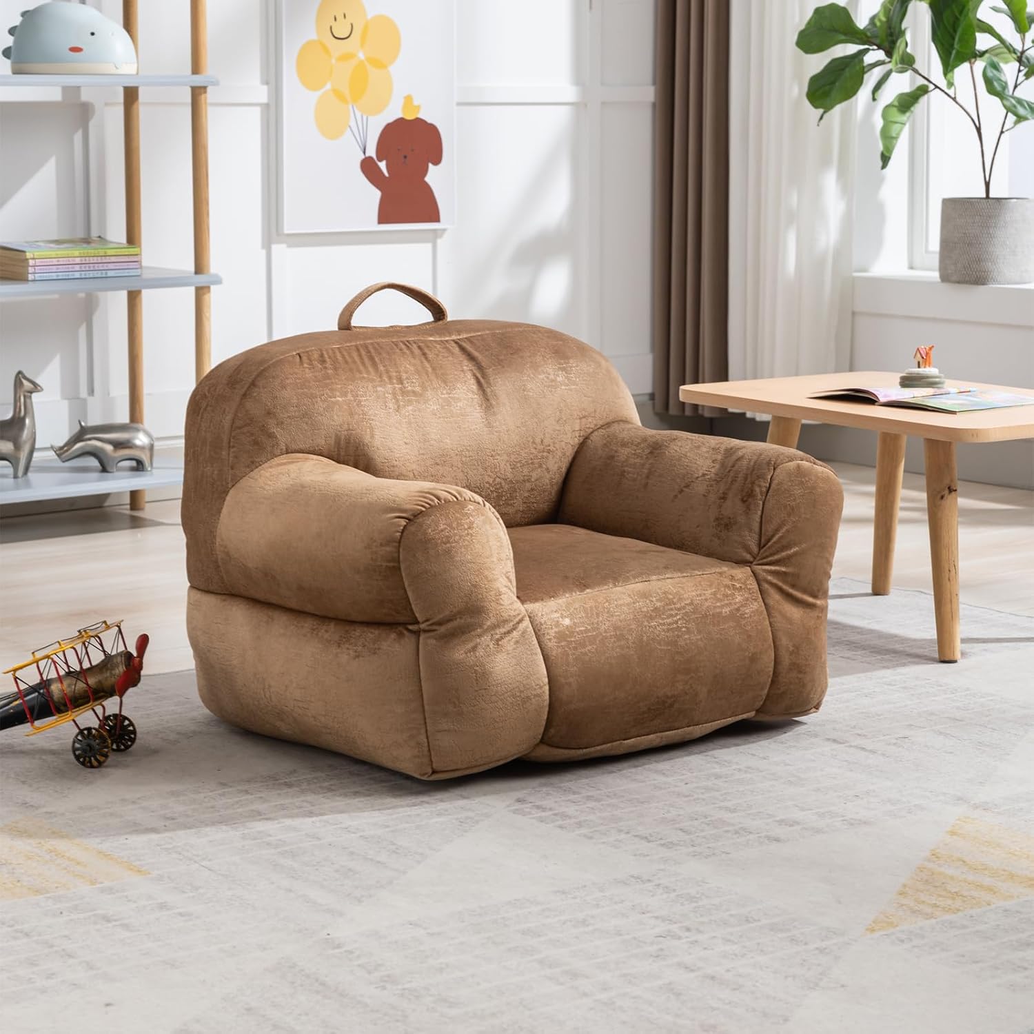 Amazon.com: Anwick Kids Sofa Chair Comfy Kids Couch with Carrying Handle, Velvet Kids Foam ...