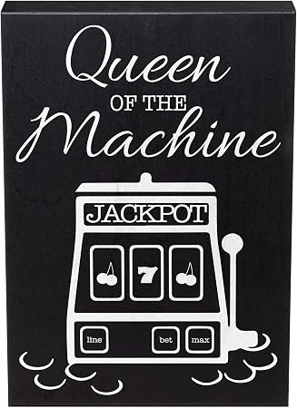 Amazon.com: JennyGems Casino Gifts, Queen of the Machine Wooden Sign ...