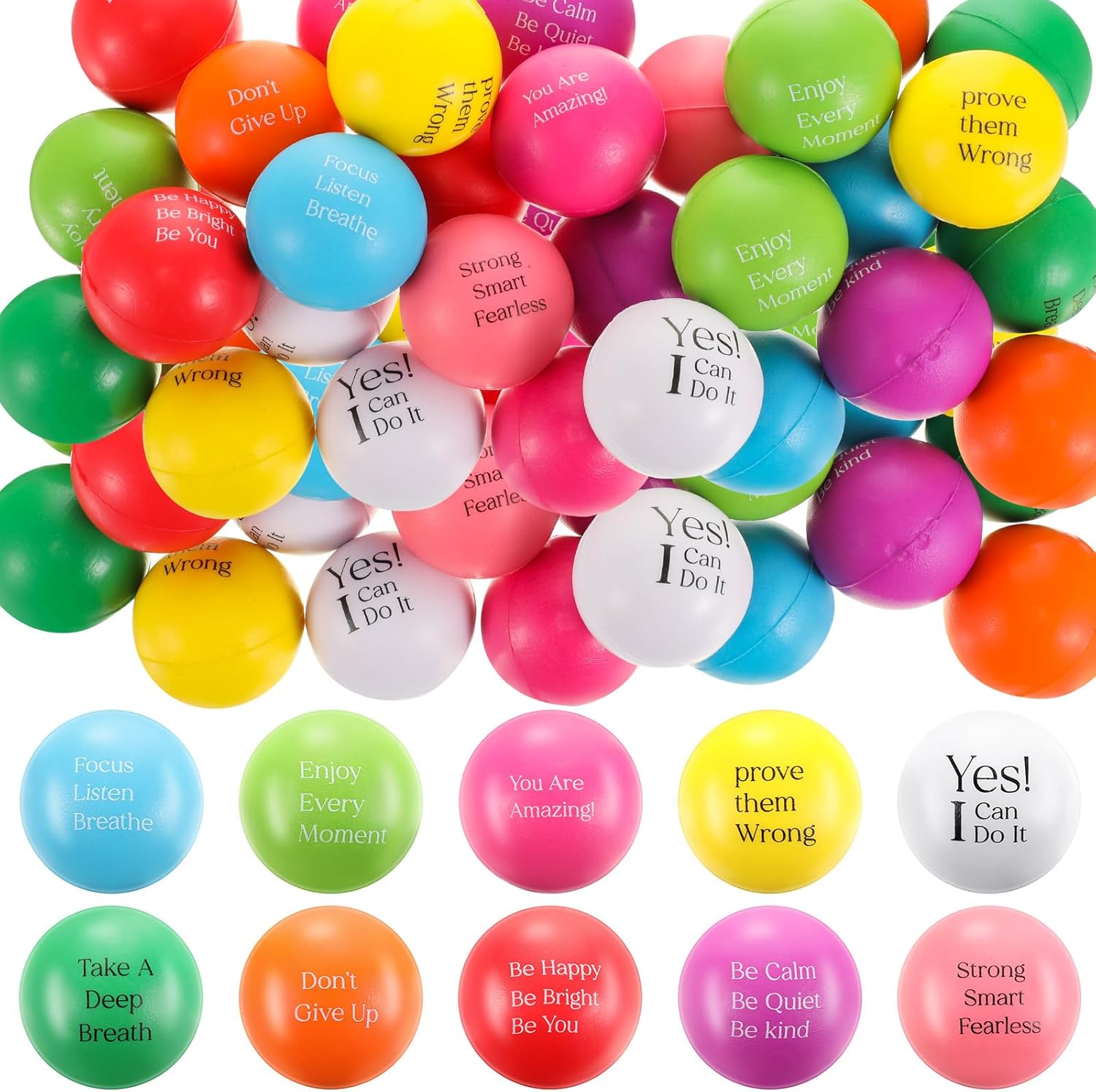 Harrycle 30 Pcs Kids Mini Motivational Stress Balls Small Inspirational ...