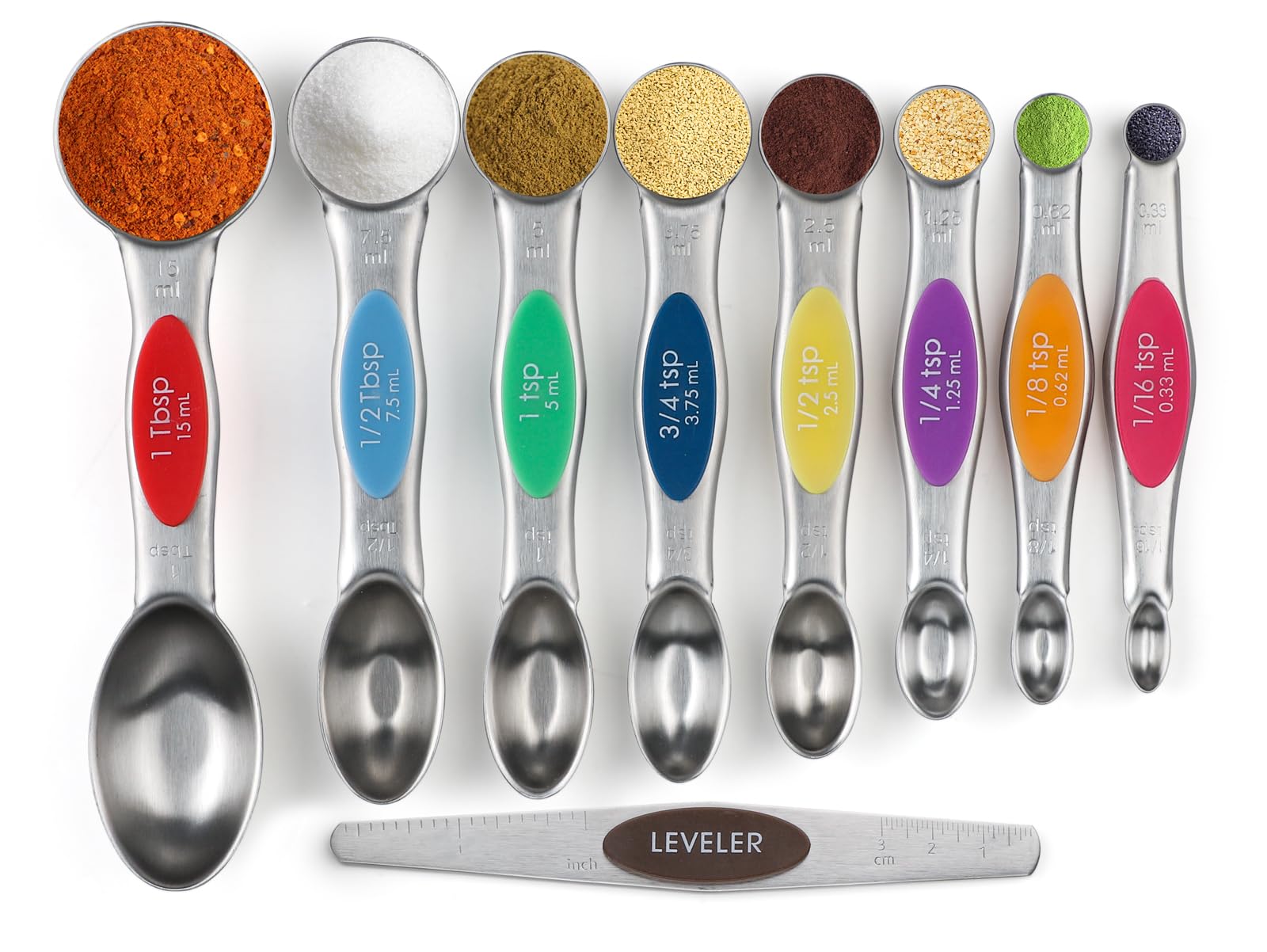 Amazon.com: Magnetic Measuring Spoons Set of 9 Stainless Steel Dual ...