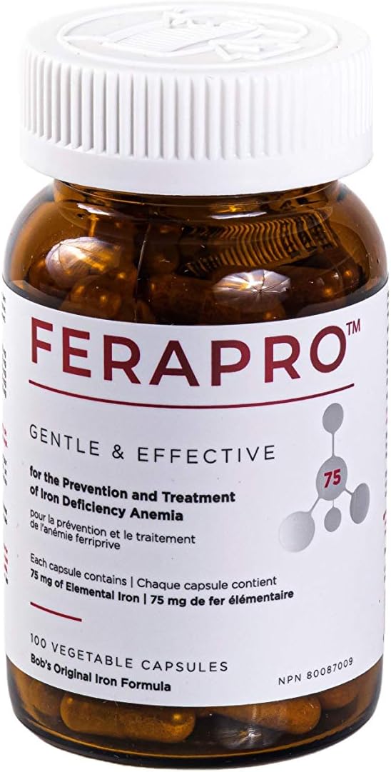 FERAPRO™ 75MG 100 CAPS | Vegan Iron Supplement | With Vitamin C 175mg ...