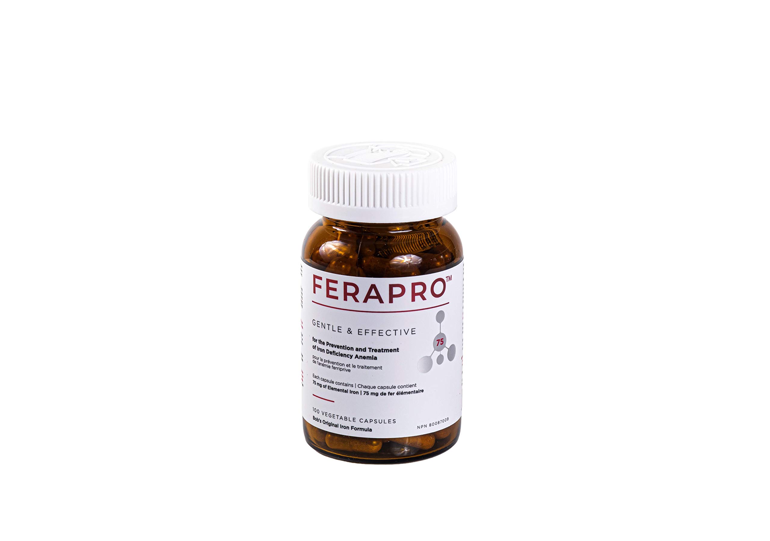FERAPRO™ 75MG 100 CAPS | Vegan Iron Supplement | With Vitamin C 175mg ...
