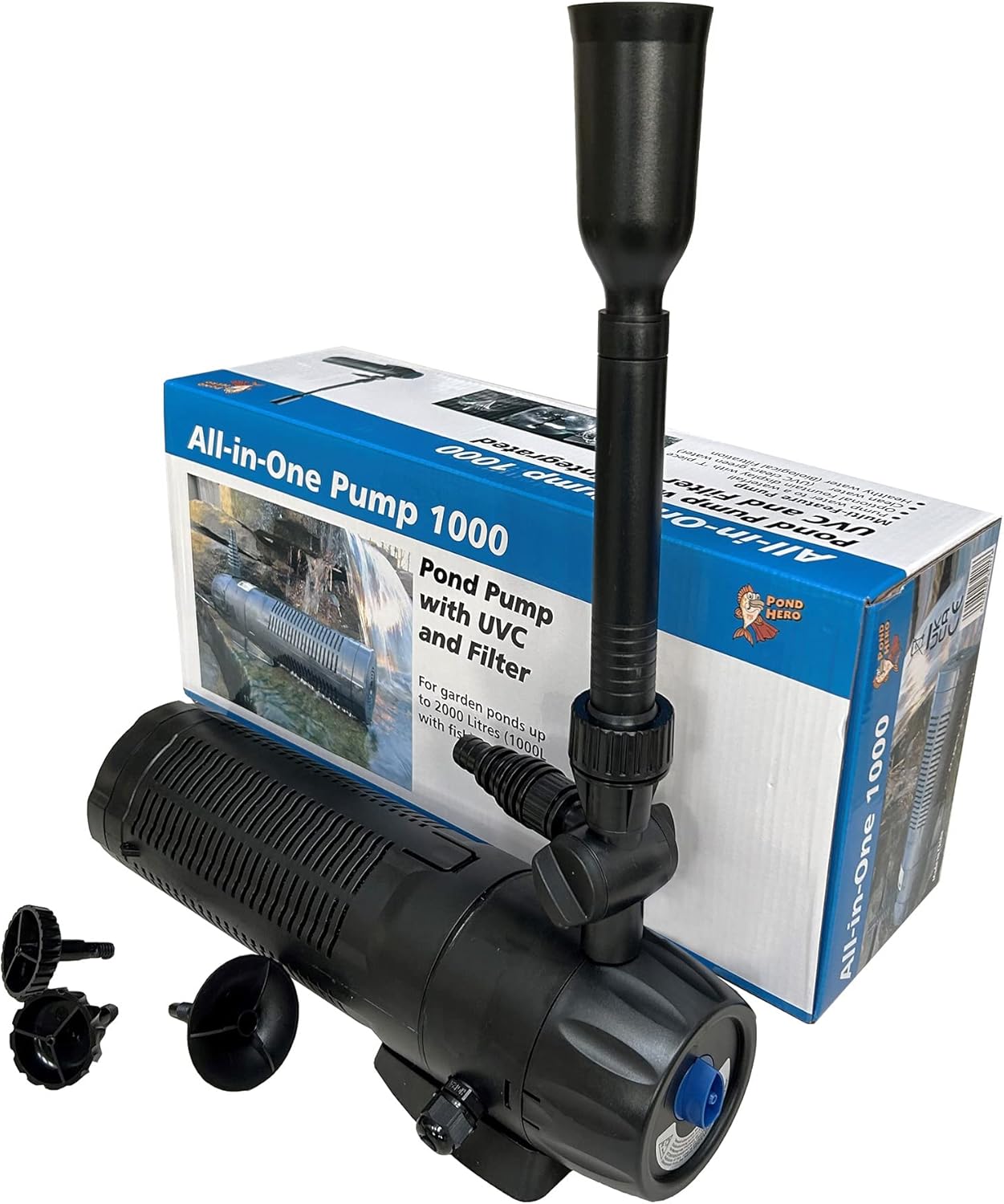 PondHero All in One Pond Pump and Filter 1000 | Includes Pump, Filter ...