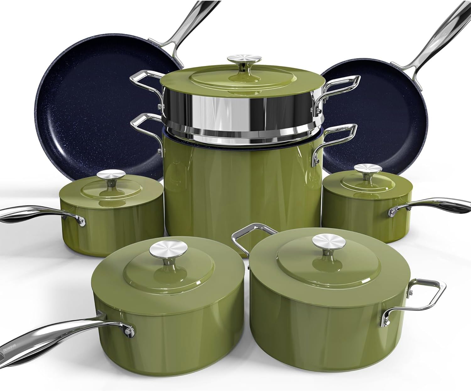 Amazon.com: Thyme & Table 12-Piece Nonstick Ceramic Cookware Set, Rose ...