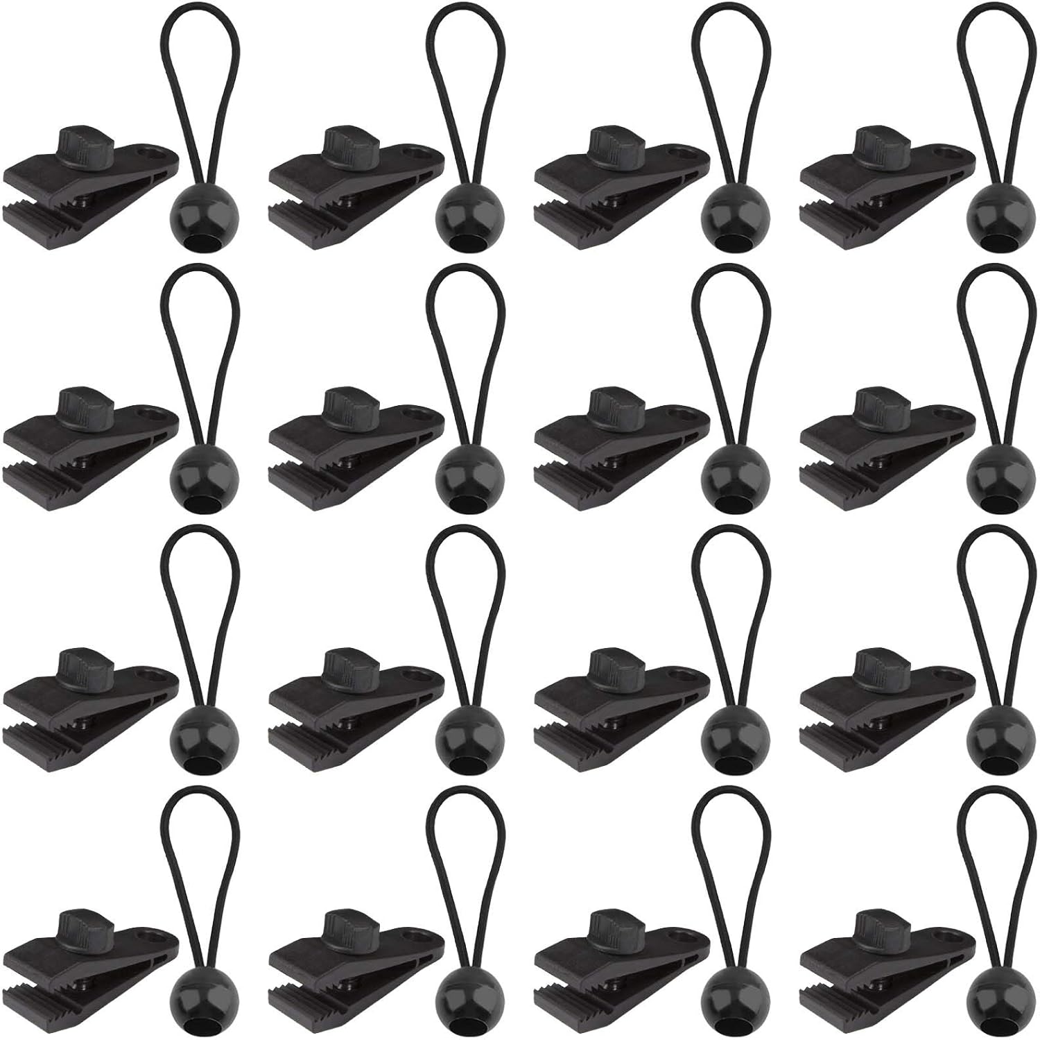 32 Pcs Tarp Clamps Clips with 6 Inch Ball Bungee Cords - Heavy Duty ...
