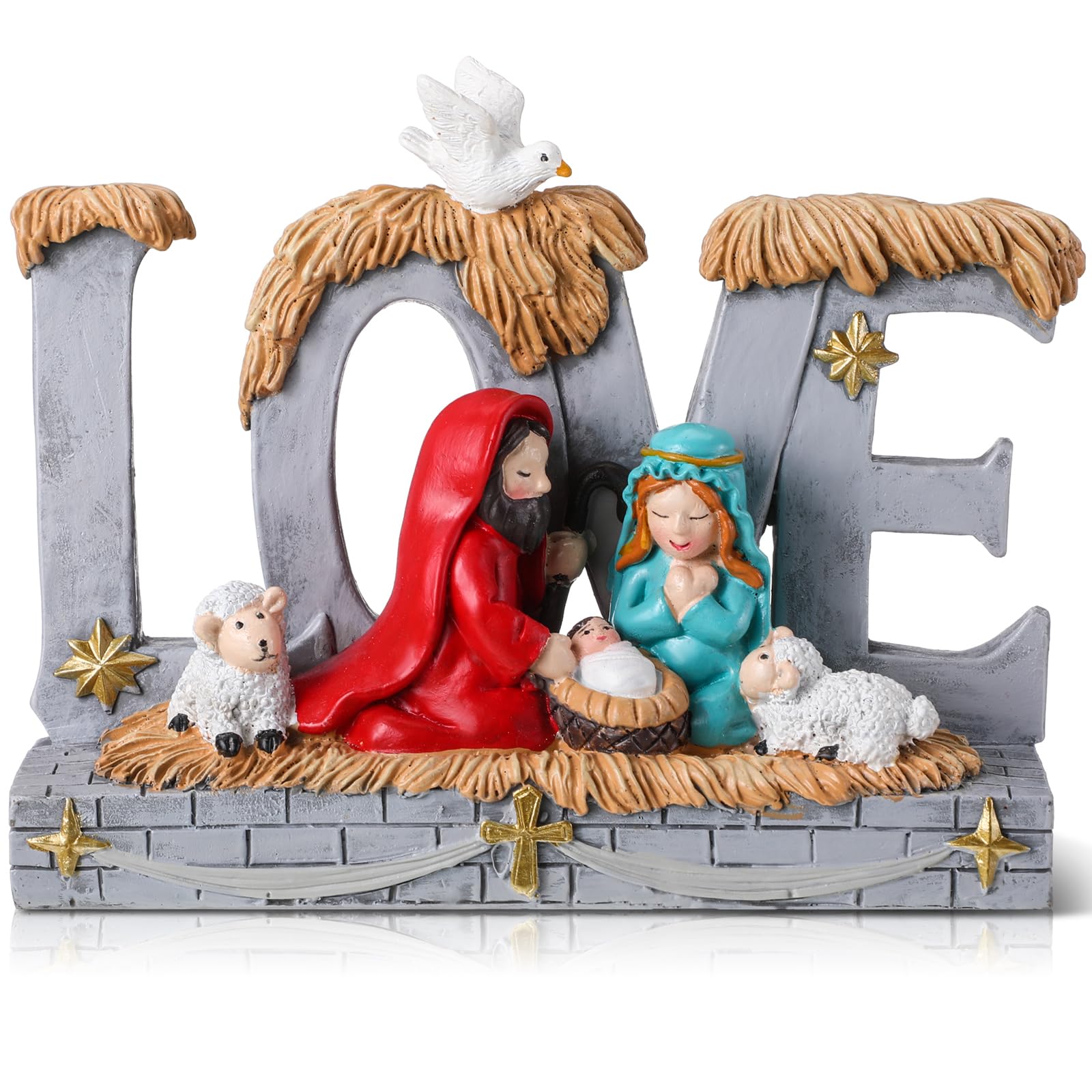 Amazon.com: Christmas Nativity Scene Figures, Holy Family Nativity ...