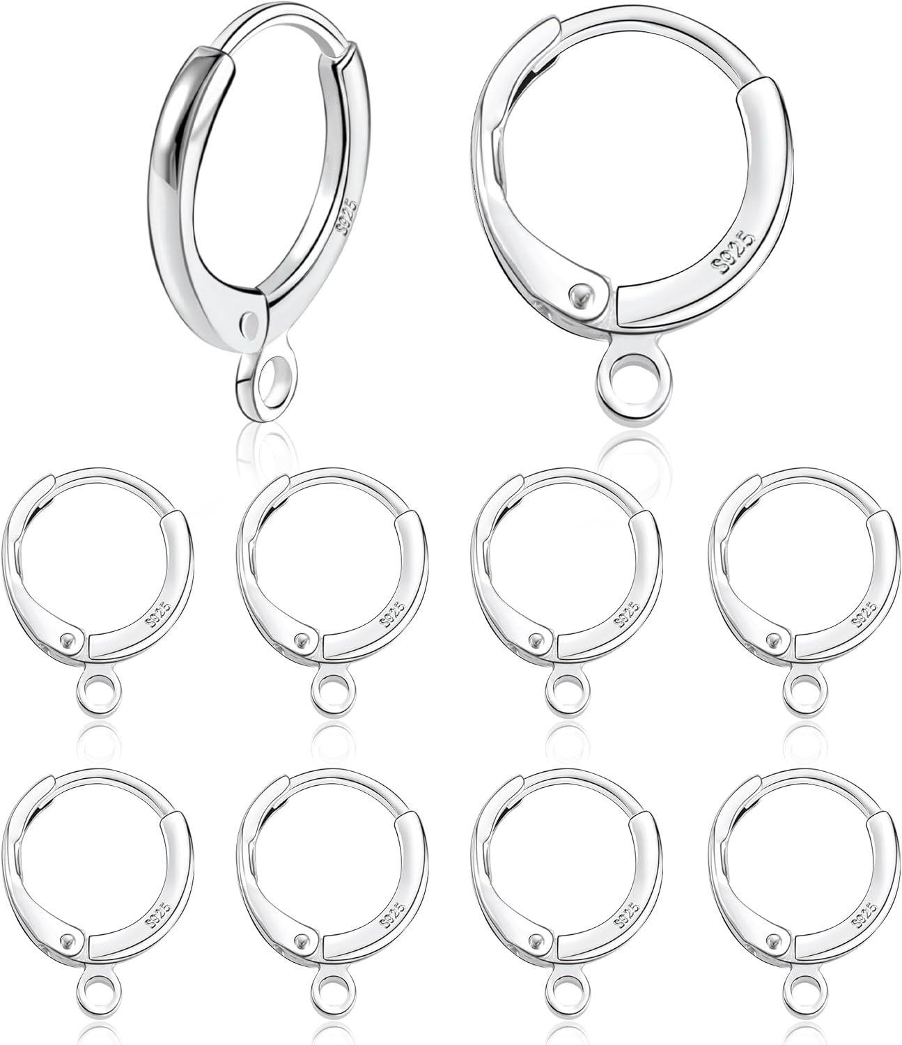 Amazon.com: 10Pcs Sterling Silver Earring Hooks Round Small Huggie Hoop ...